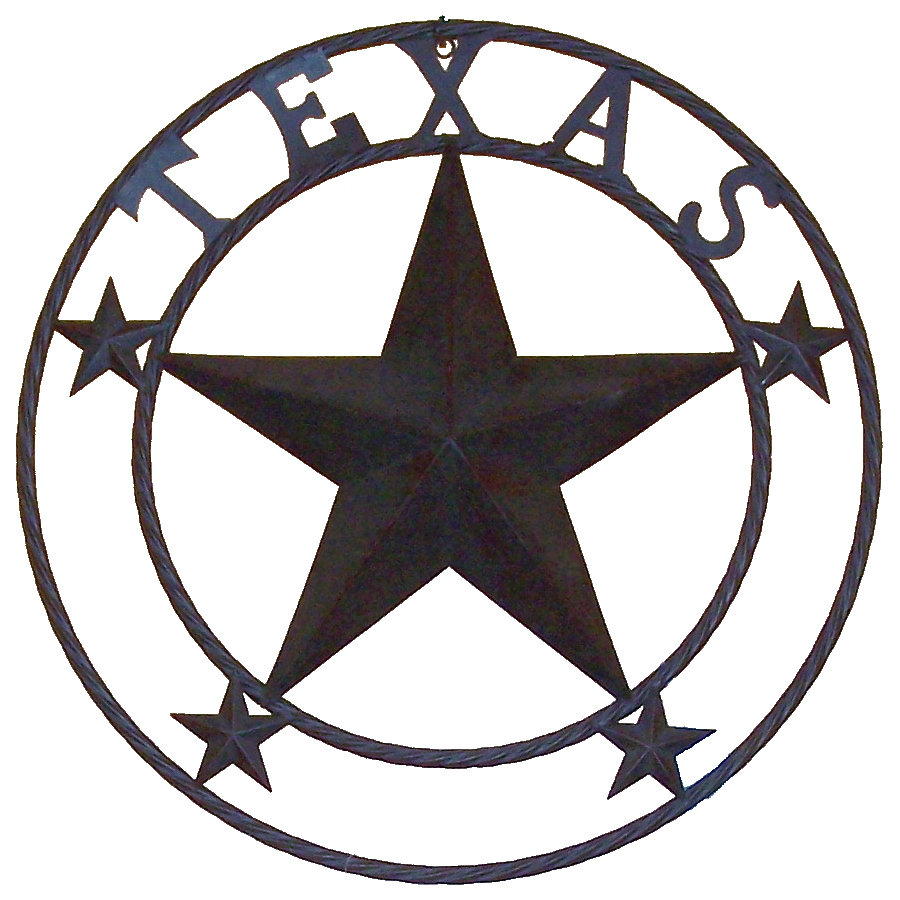 Millwood Pines Texas Circle Sign with Lone Star Accent Metal Circle Hanging Outdoor Wall Décor ...