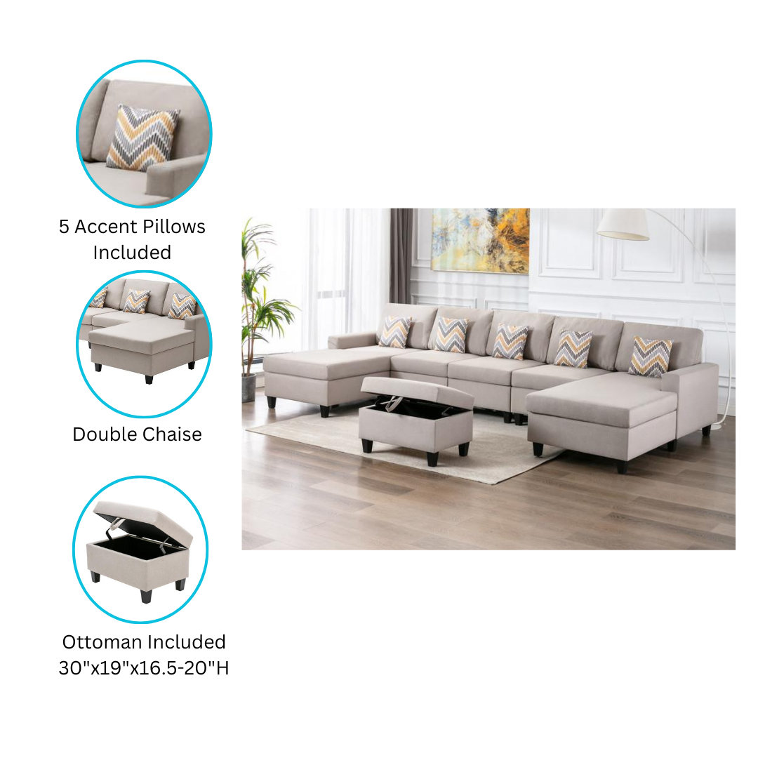 Latitude Run® Tinosa 6Pc Double Chaise Sectional Sofa with ...