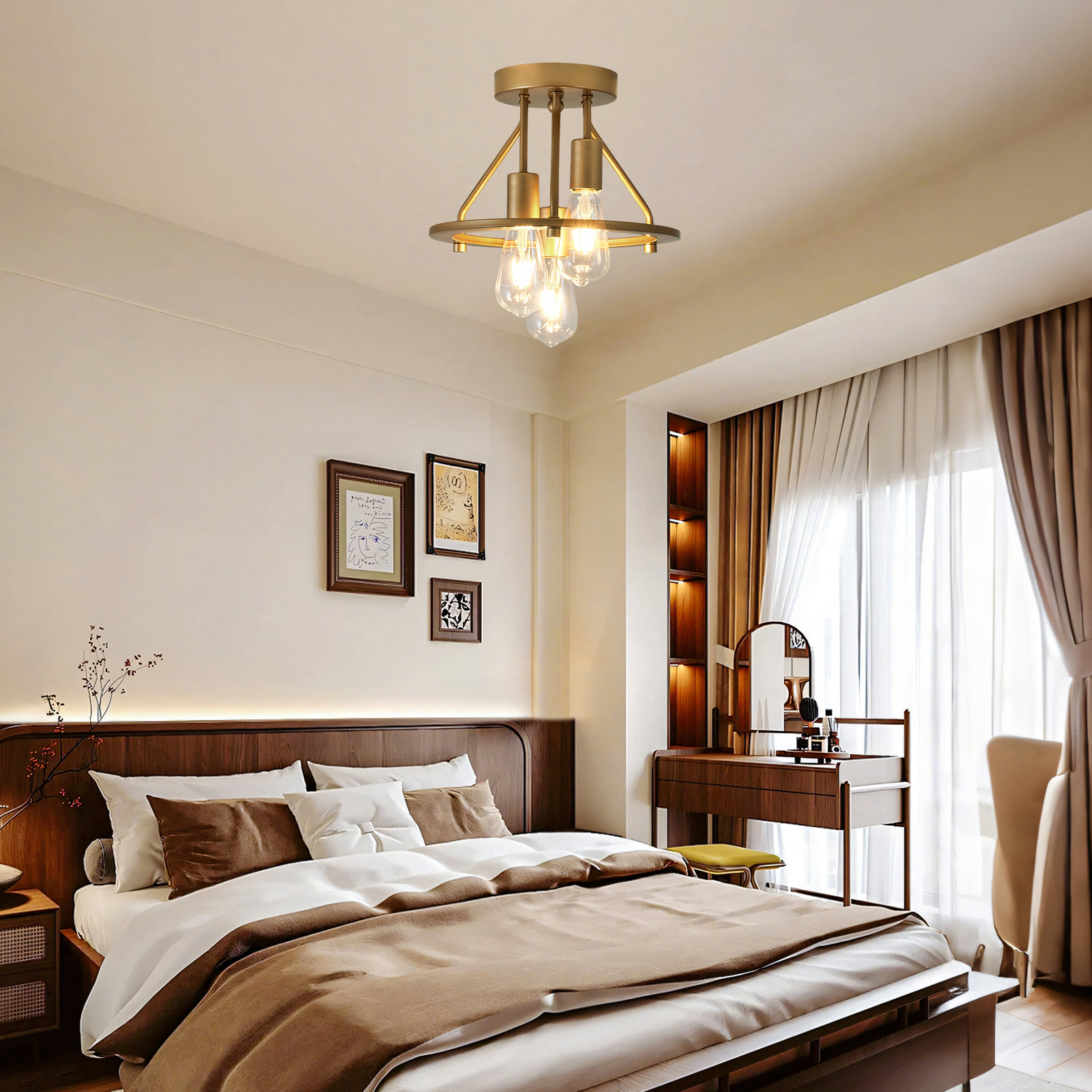 17 Stories Industrial Style Semi Recessed Ceiling Light 3 Lights For ...