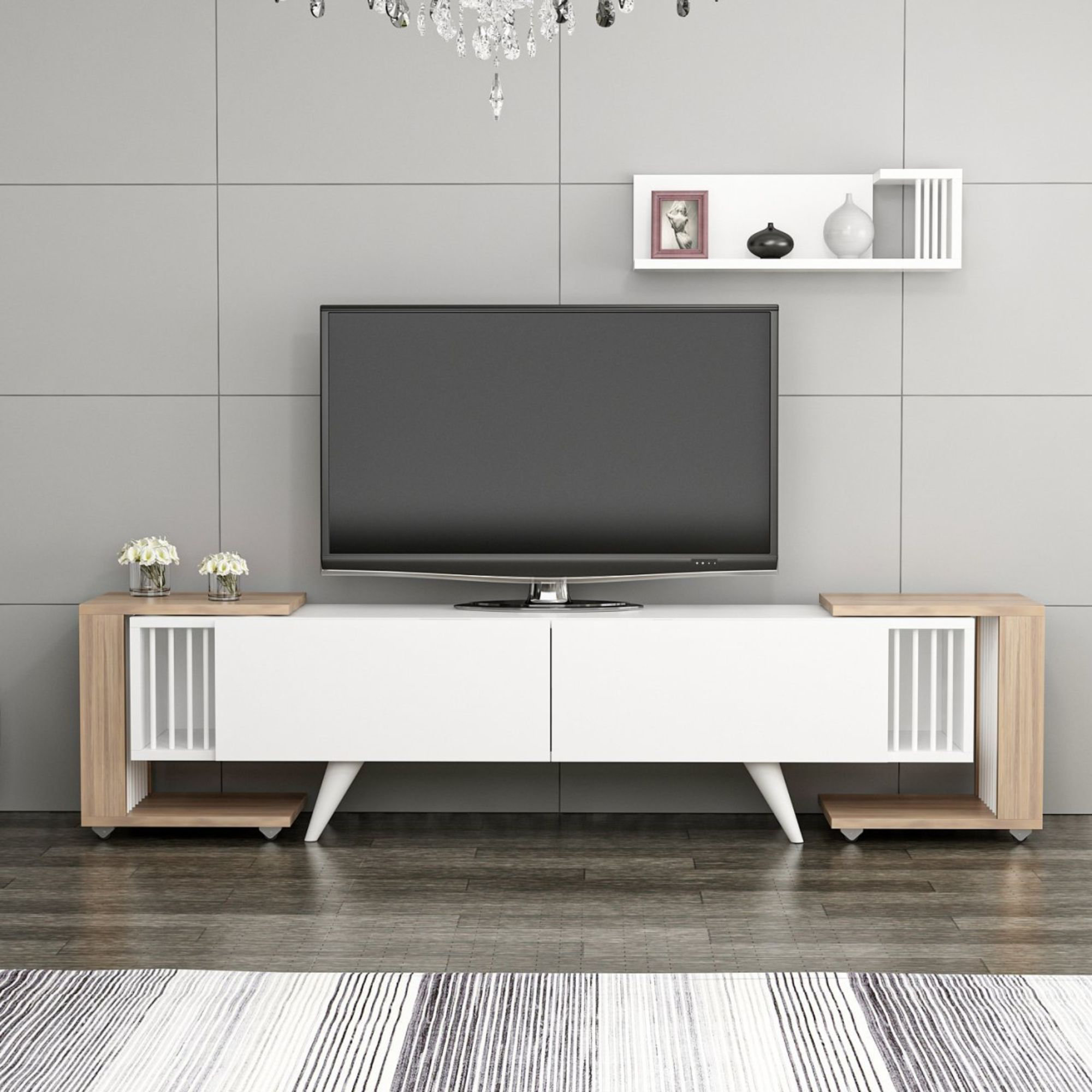 Latitude Run® La Via Home Exxo Tv Stand With Integrated Nesting Tables ...