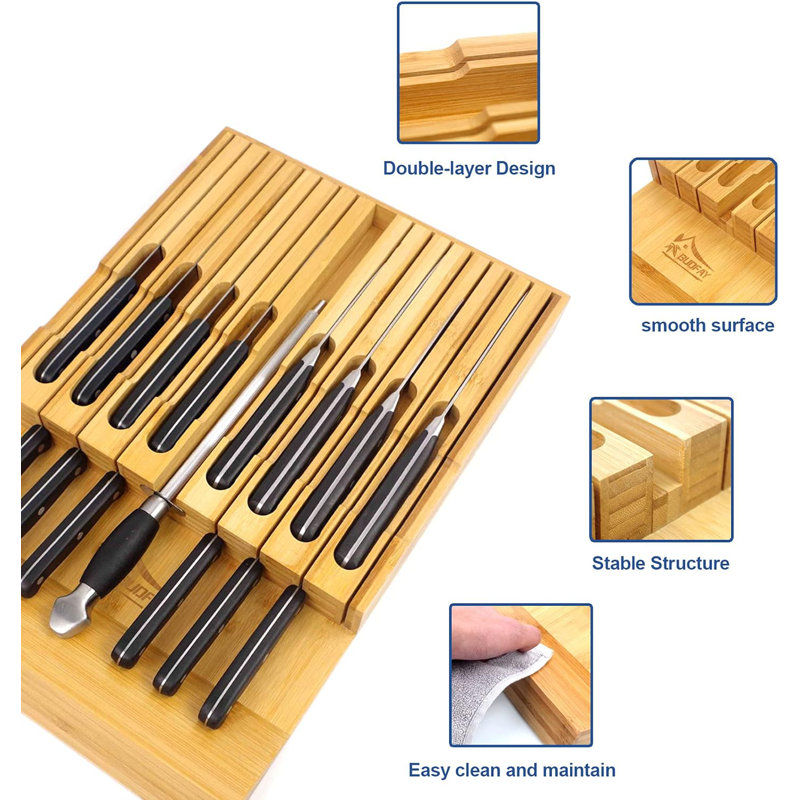 ZIMYA NYC(TM) 16 Slots Bamboo Drawer Knife Block & Reviews | Wayfair