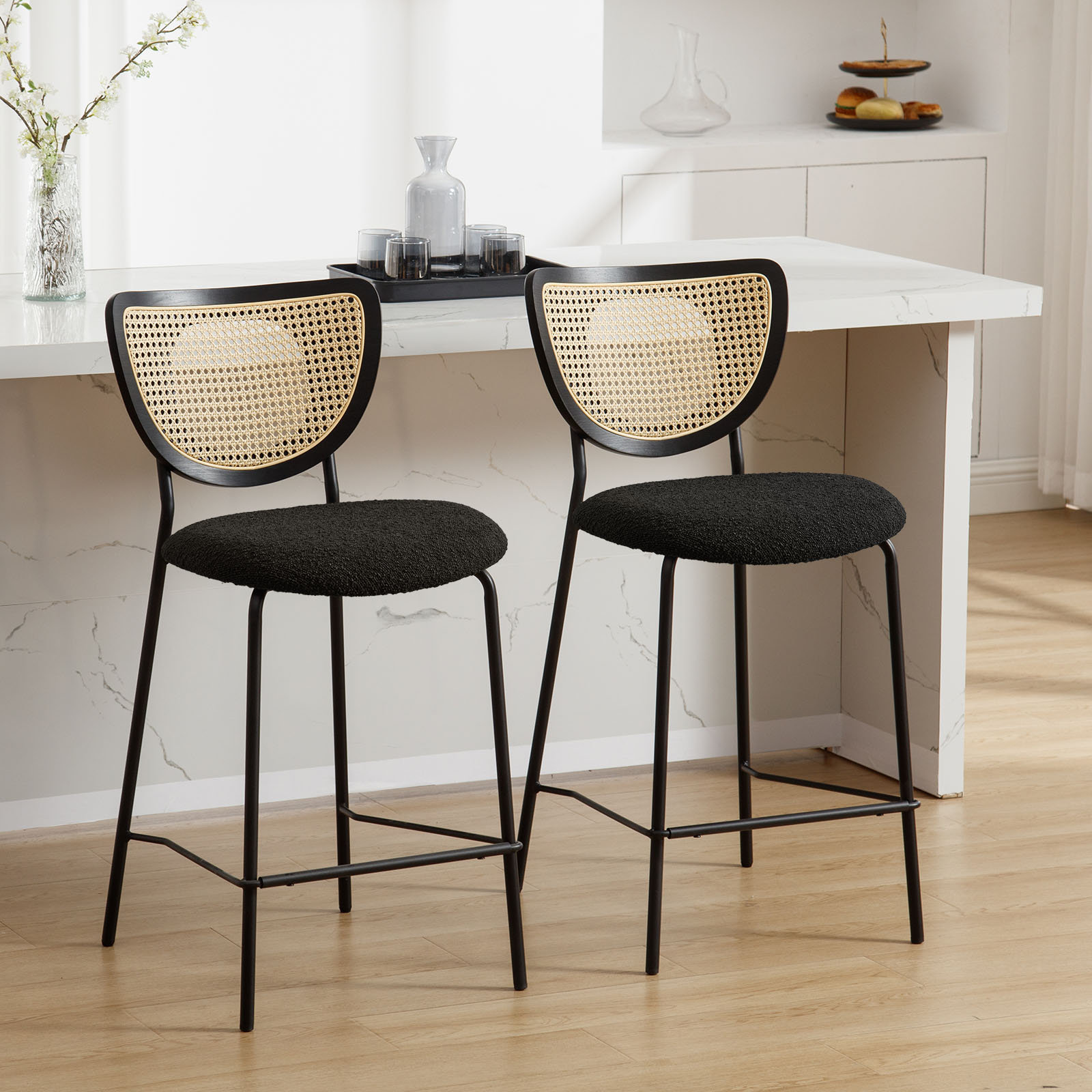 Bay Isle Home™ 26" Upholstered Rattan Counter Height Stool - Wayfair Canada