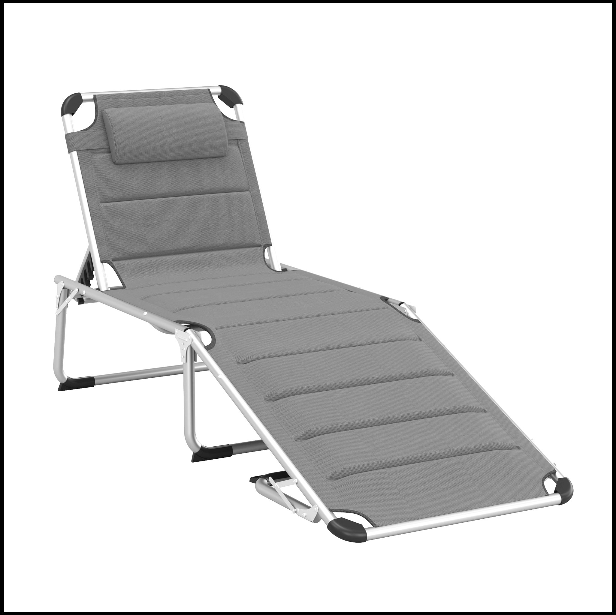 Arlmont & Co. Outsunny Foldable Outdoor Chaise Lounge Chair, 5-Level ...