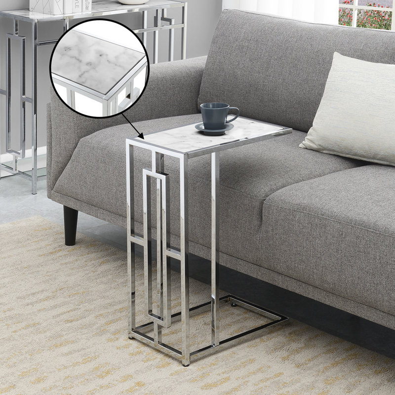 Wrought Studio™ Lemond 24" Tall Glass C End Table with Chrome Frame ...