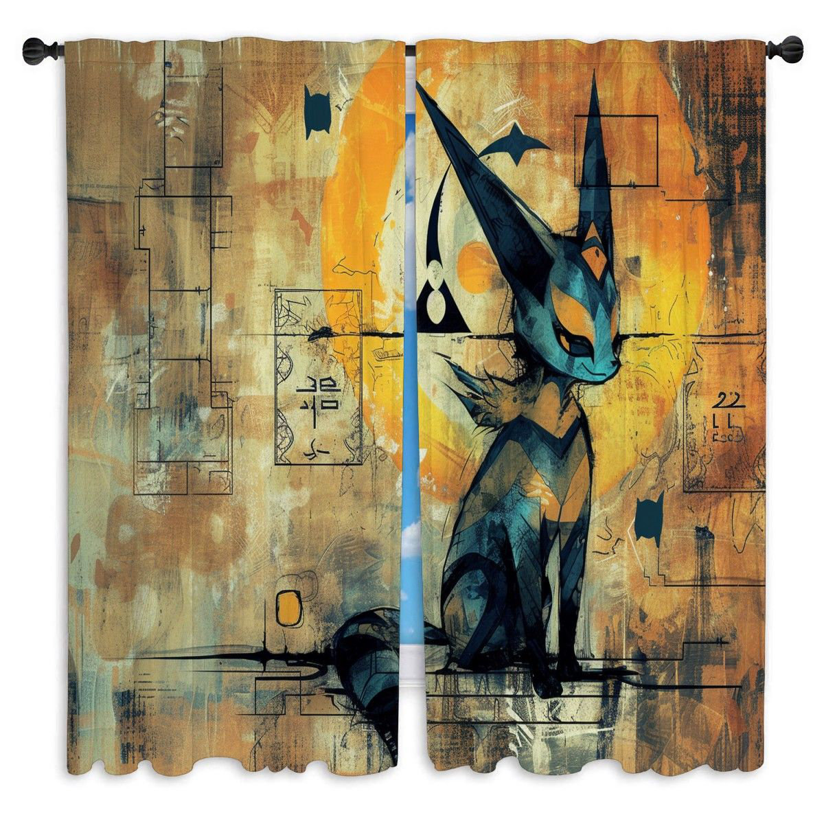 East Urban Home Anime Character Window Curtains Animation Heroic Pose ...