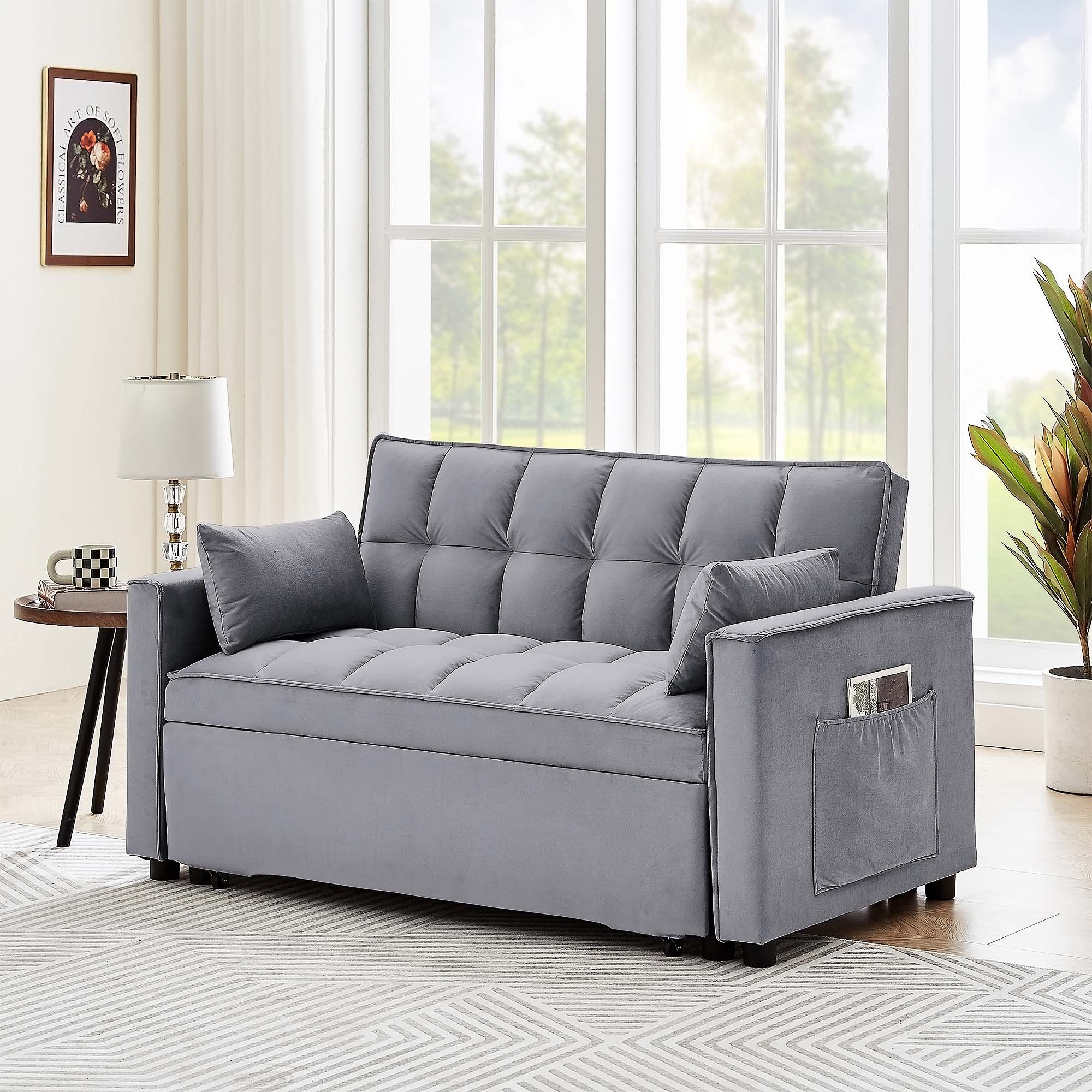 Latitude Run® Versatile Convertible Sofa Bed with Side Pockets and ...