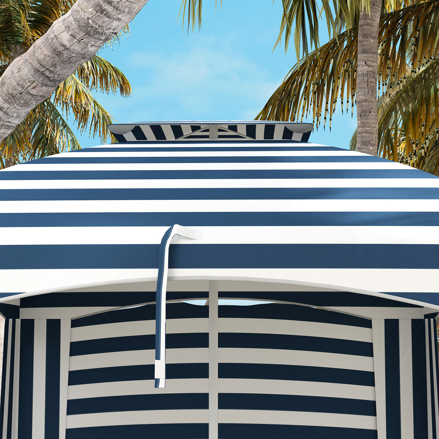 Arlmont & Co. Portable - Parasol de plage, 5,8 pi x 5,8 pi, rayé bleu ...