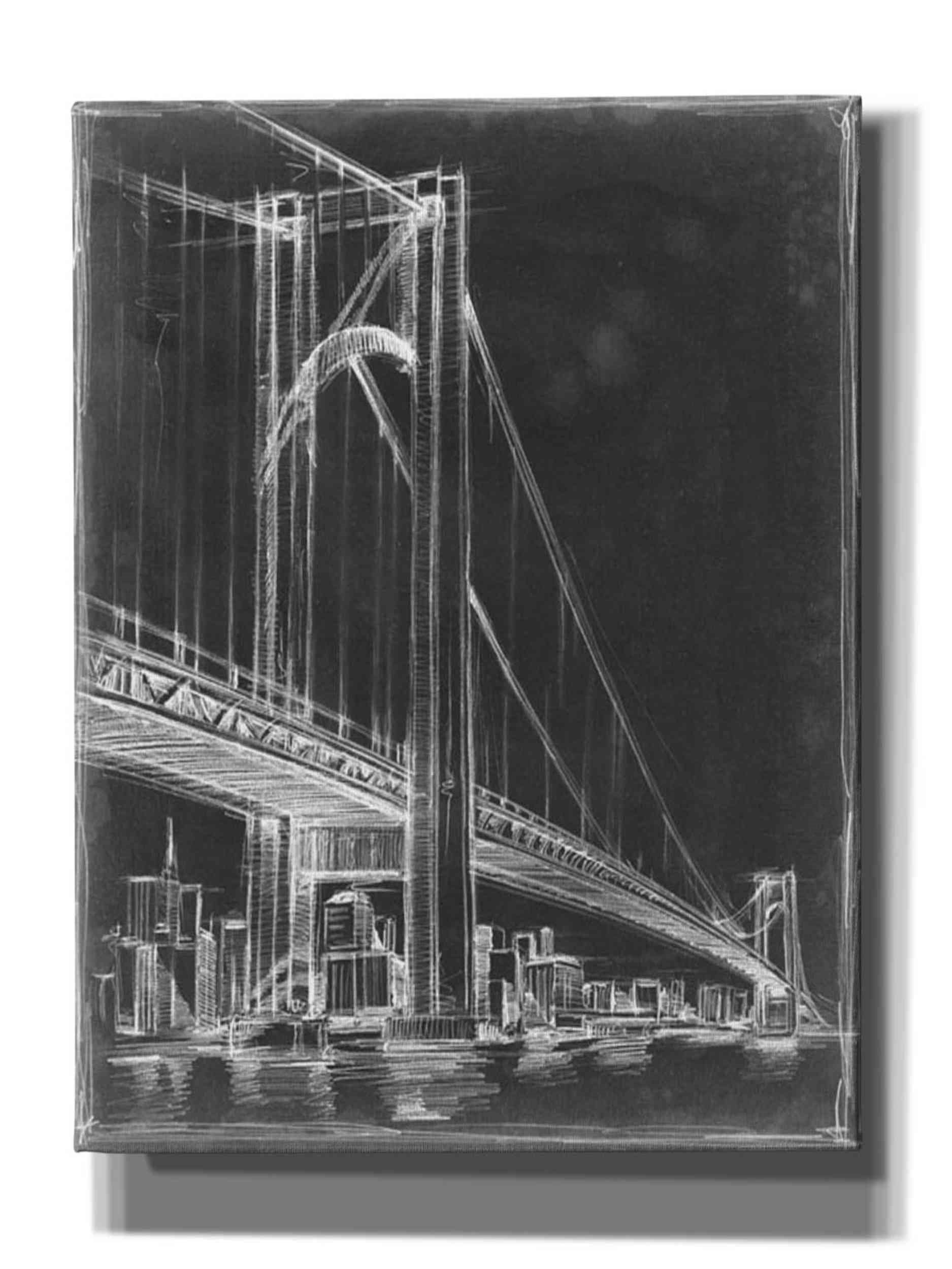 17 Stories Suspension Bridge Blueprint II Giclee Canvas Wall Art ...