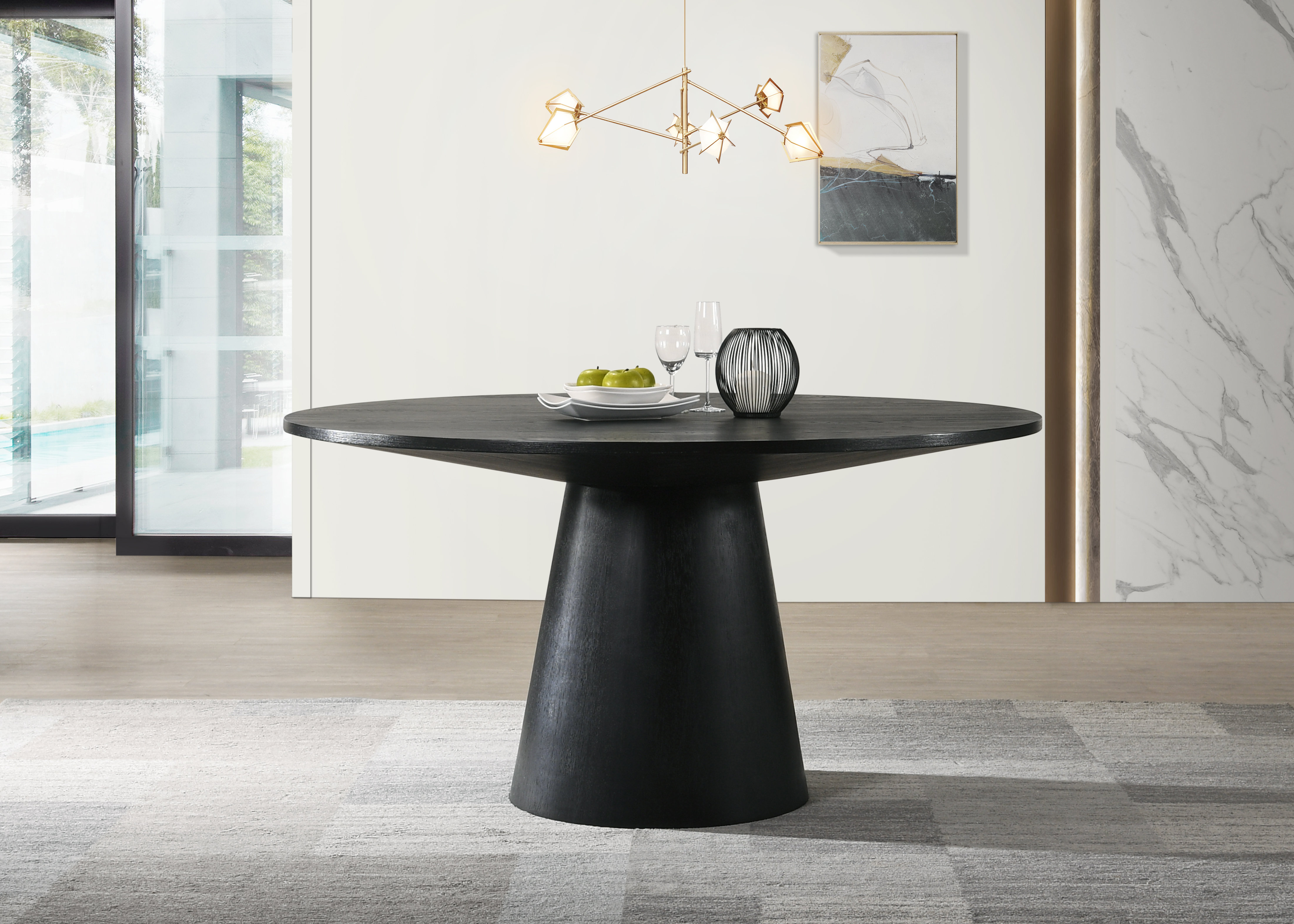 Lark Manor™ Arwilla Ebony Black 59"W Contemporary Round Dining Table ...