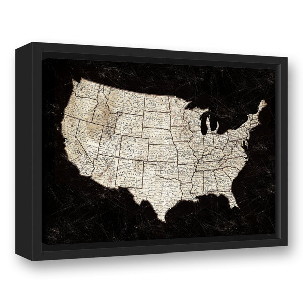 17 Stories " Black United States Map " on Canvas | Wayfair