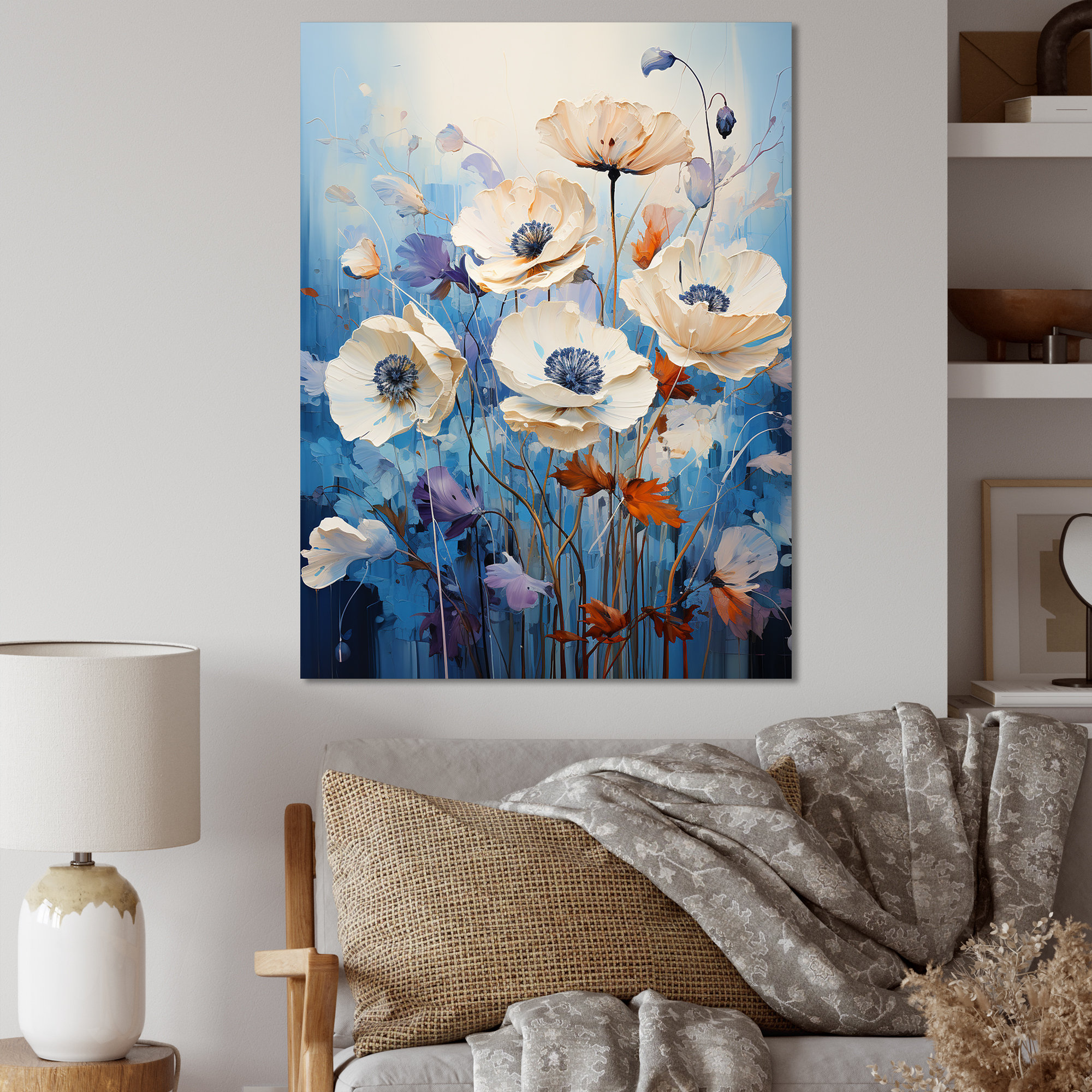 Winston Porter White Blue Shaded Splendor Poppy Elegance - Poppies Wall ...