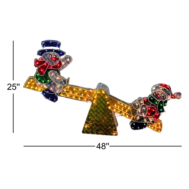 Northlight Seasonal 48" Yellow and Red Pre-Lit Holographic Snowmen on ...