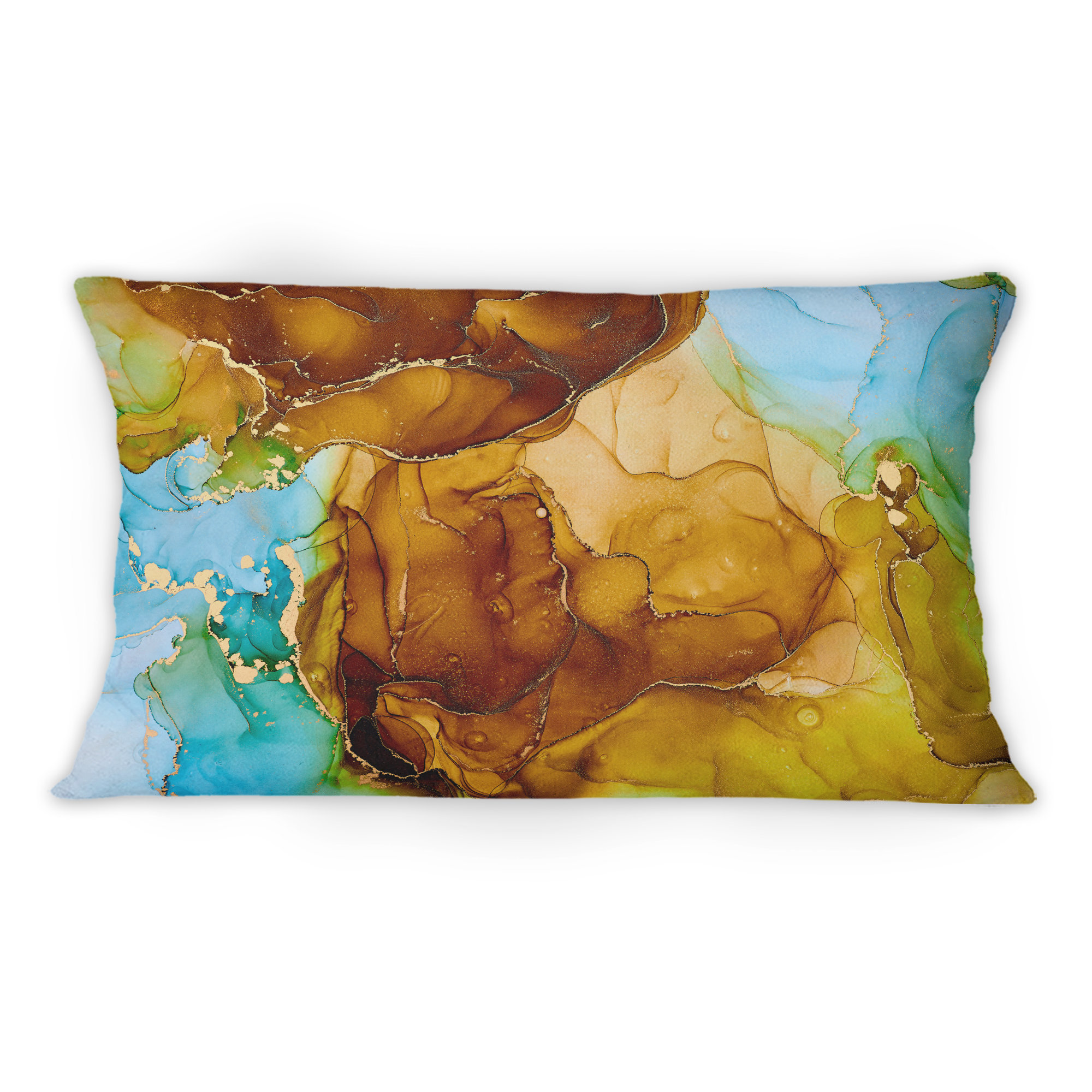 Design Art Brown And Turquoise Luxury Abstract Fluid Art II - Modern ...