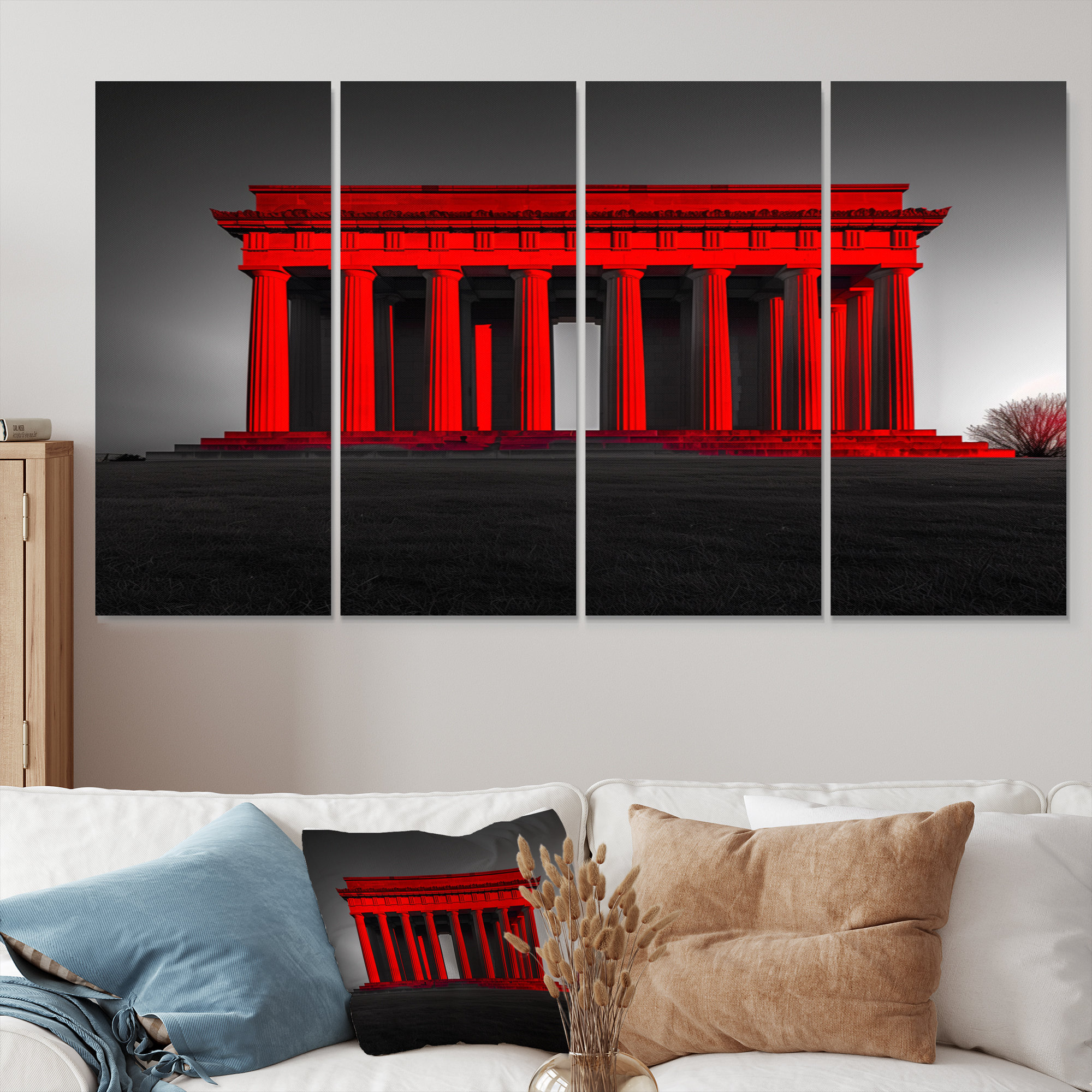 Ebern Designs Red Grey Lincoln Memorial Monument - Monuments Wall Art ...