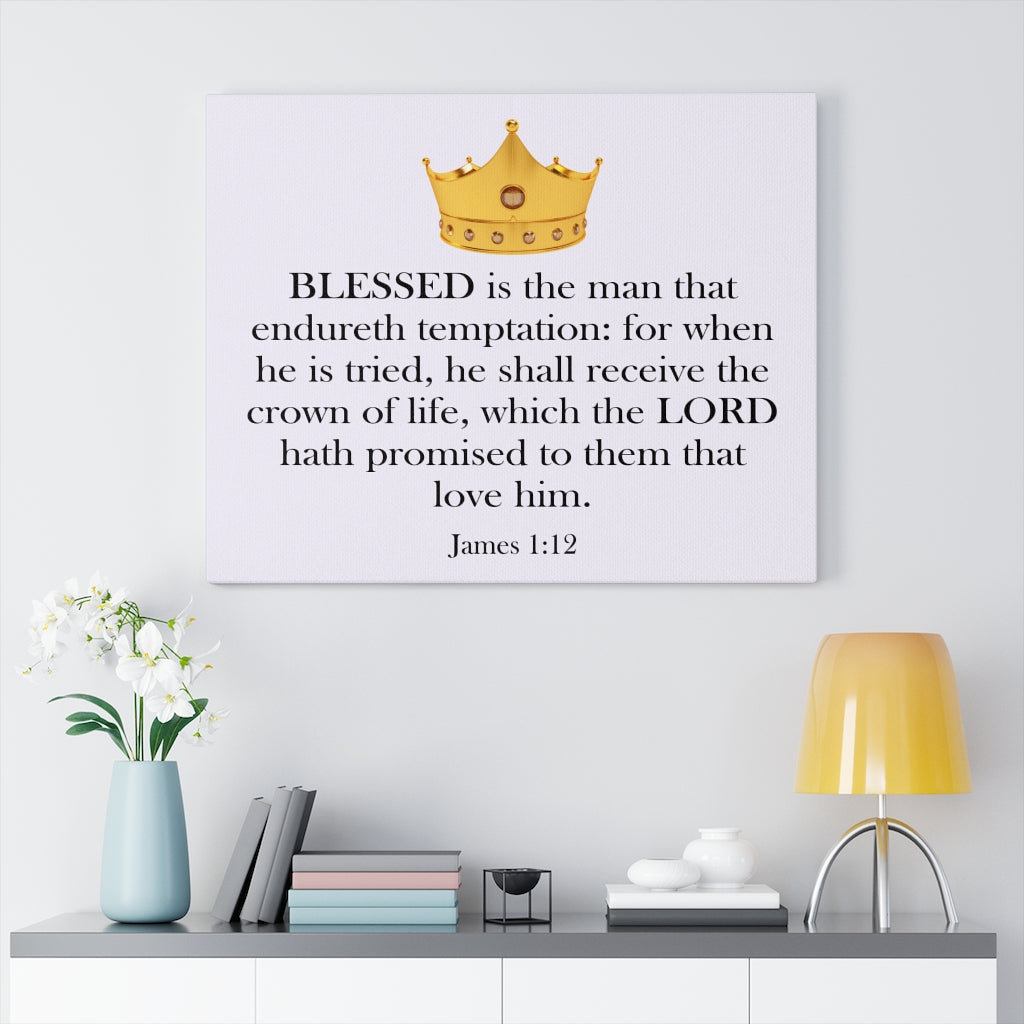 Trinx Scripture Canva Crown Of Life James 1:12 Scripture Christian Wall ...
