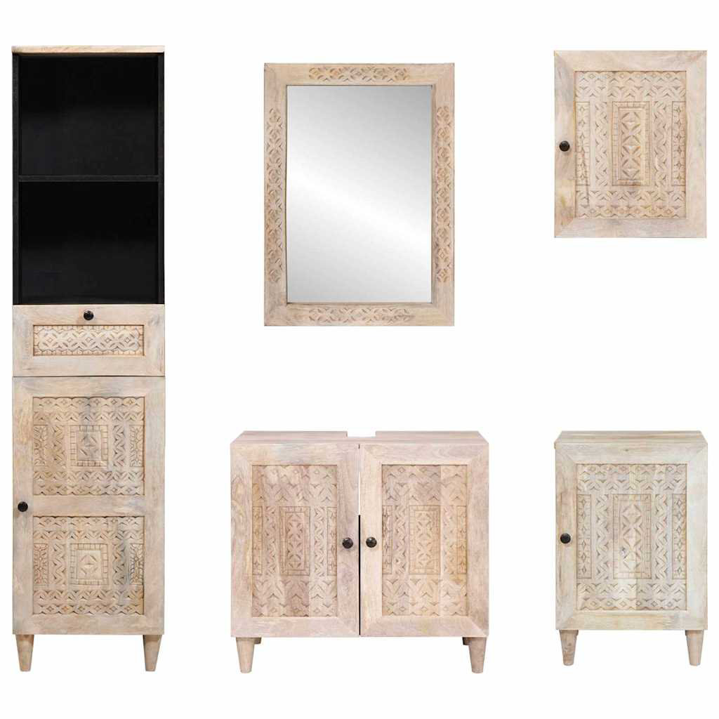 Lily Manor Bathroom Furniture Set With Drawer 5 Pcs Brown 38 X 33 X 160 ...