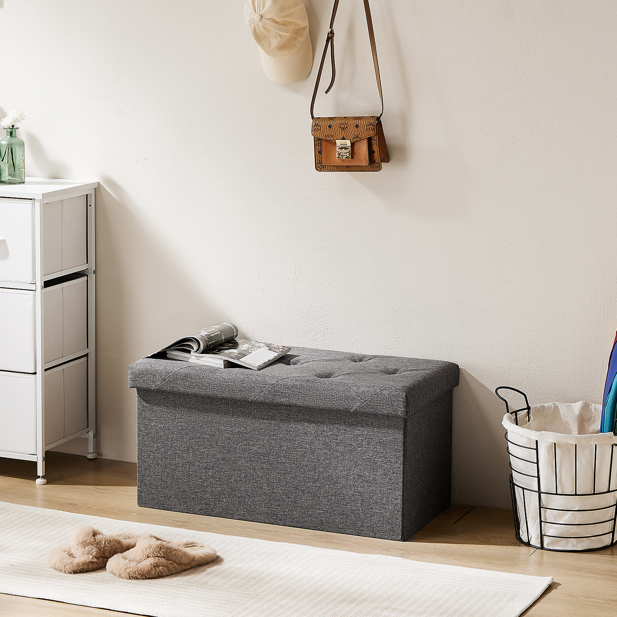 Ebern Designs Stool Cushion Seat Rectangular Chair Foot Lounge Box ...