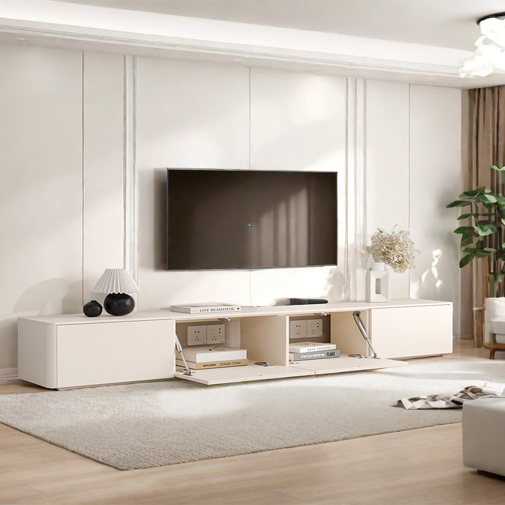 Aurora Craft Cream Lacquer TV Stand 110.23'' W Storage Credenza ...