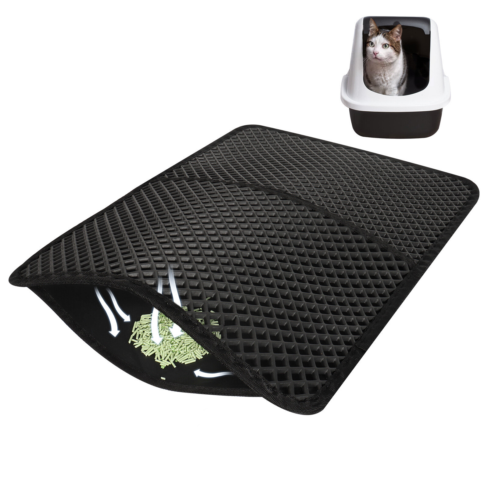 zenco homegoods Extra Large Cat Litter Mat - Honeycomb Double Layer ...