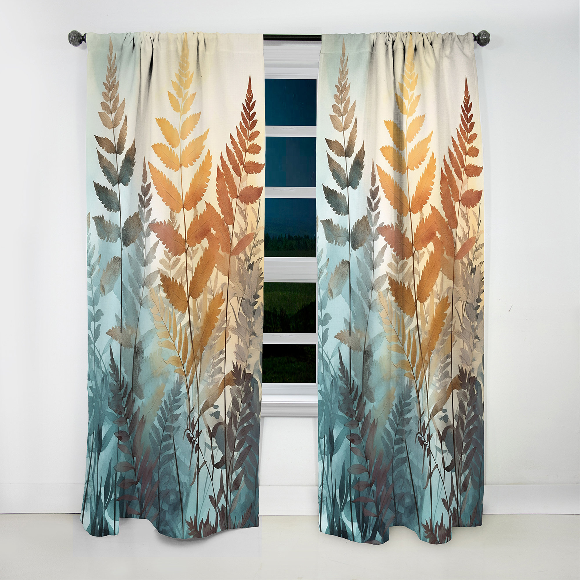 Dakota Fields Orange Fern Fantasia - Ferns Curtain - Blackout Floral ...