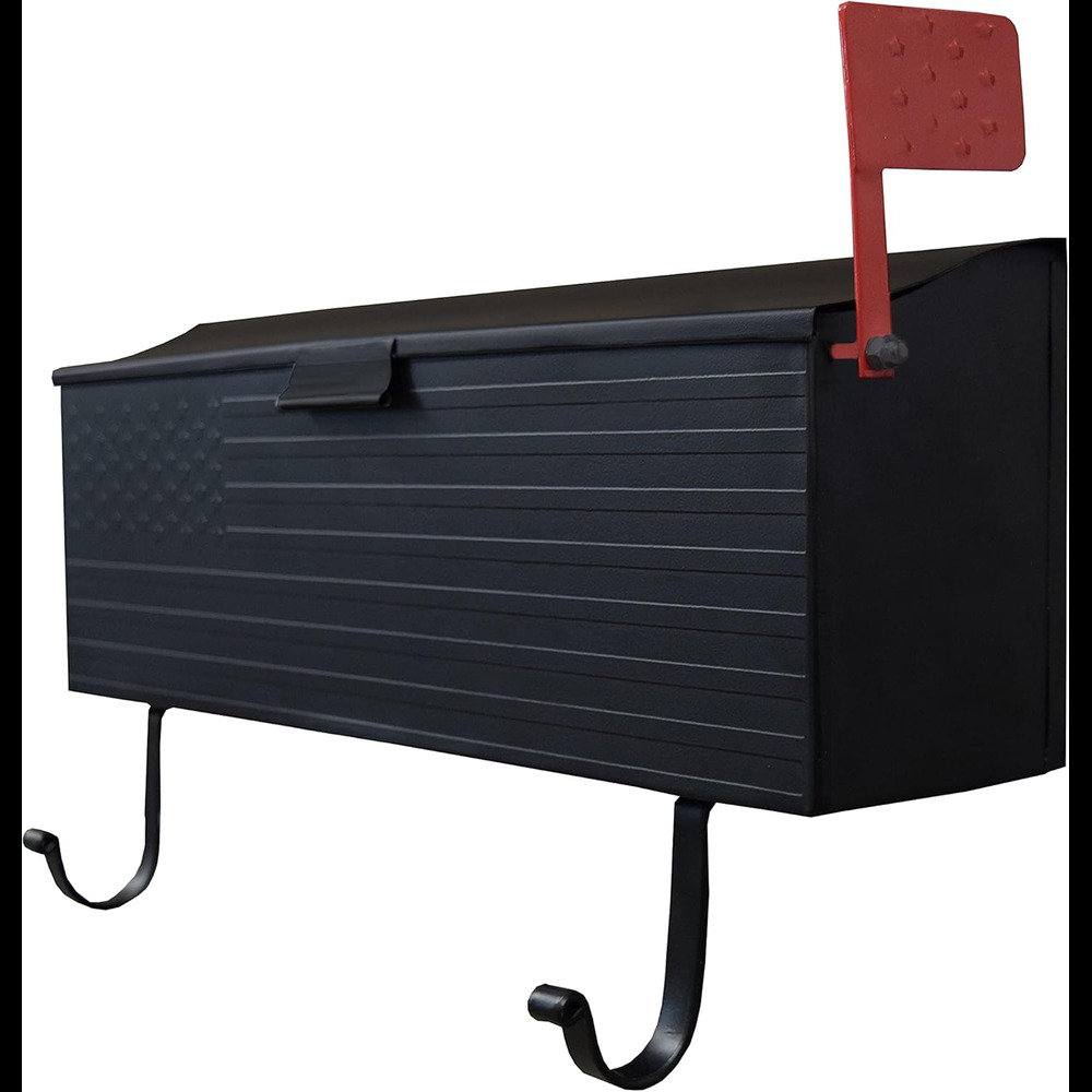 Invenitiah Black Patriotic Metal Wall Mounted Mailbox With Outgoing ...