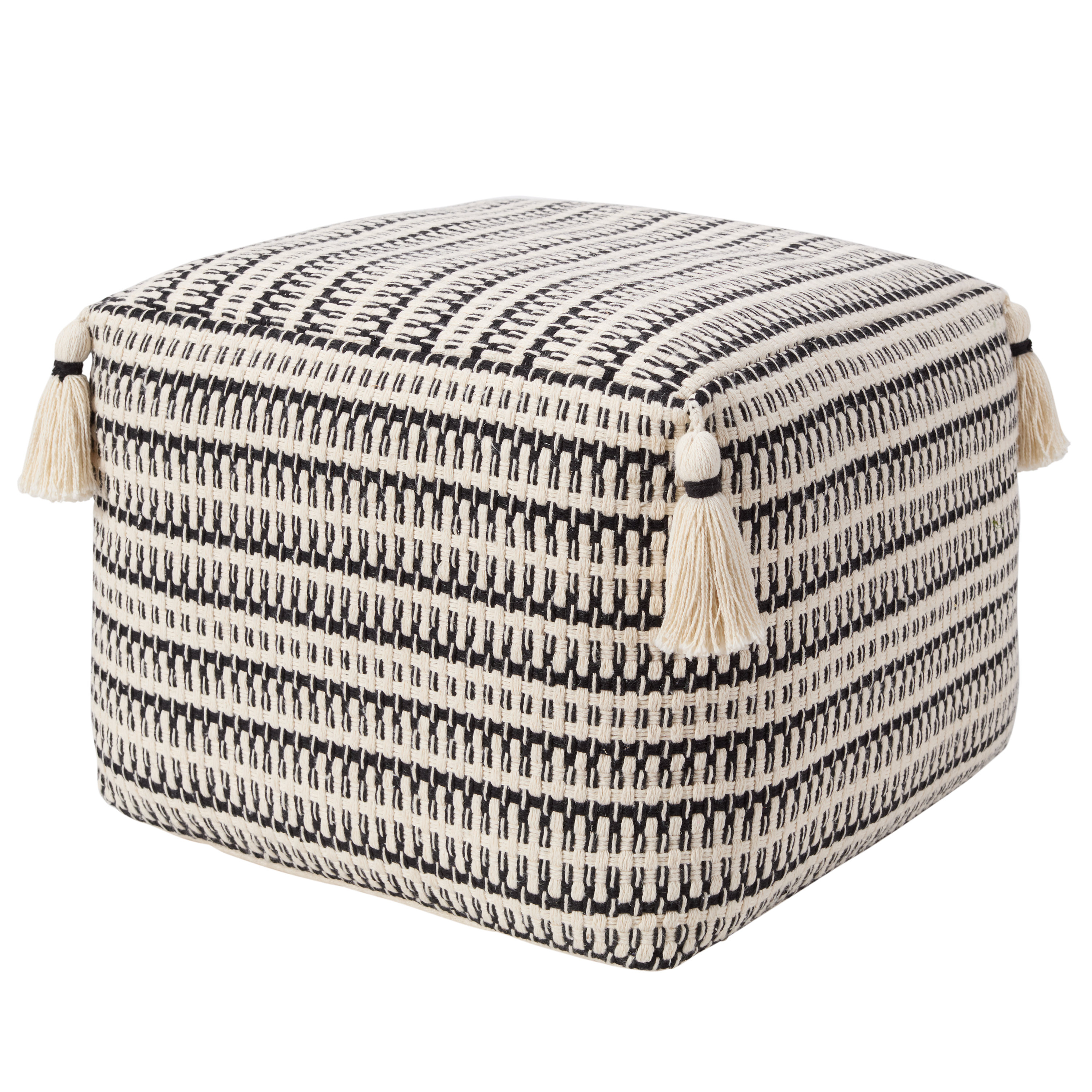 Bungalow Rose Roderica 18" Wide Square Striped Pouf Ottoman & Reviews ...