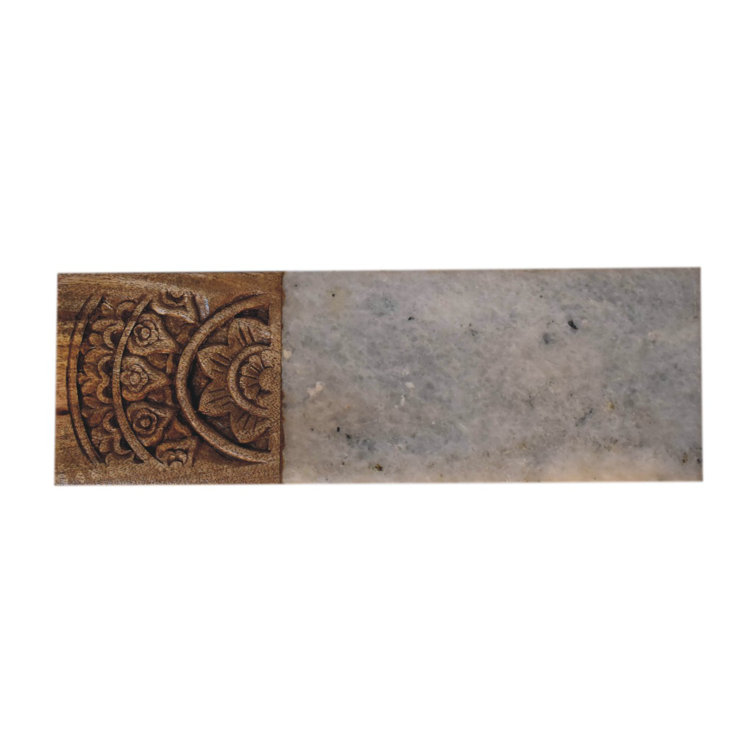 Latitude Vive Araelynn Rectangle Marble And Carved Wood Chopping Board ...