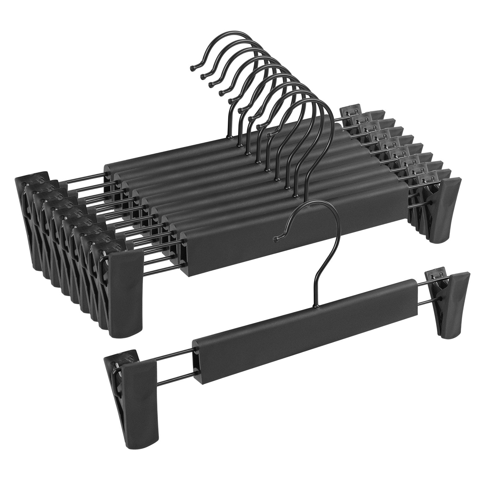 Rebrilliant 12" Plastic Clothes Pants Hangers With Non-Slip Clips(Set ...