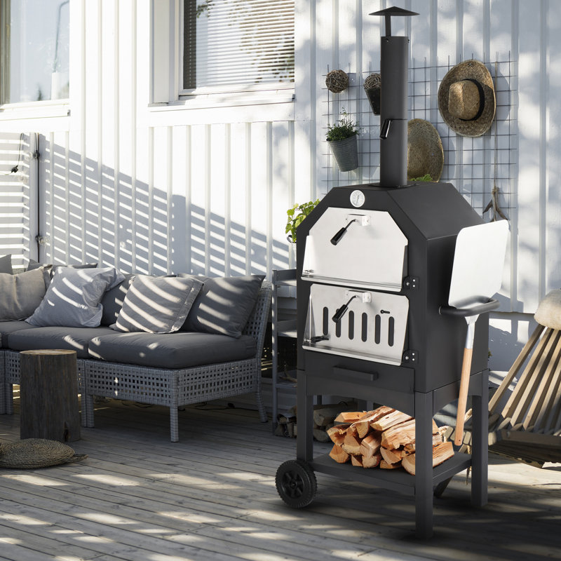 Winado 62.2'' H Outdoor Wood Fired Pizza Oven With Pizza Stone, Peel ...