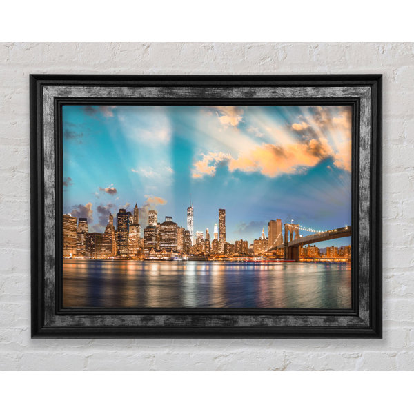 Bright Star New York Deep Blue Skies - Single Picture Frame Art Prints ...