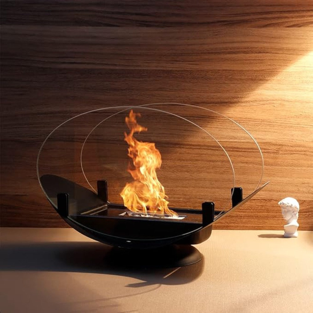 Invenitiah JHY DESIGN Oval Tabletop Fire Bowl With Two-Sided Glass 9.5 ...