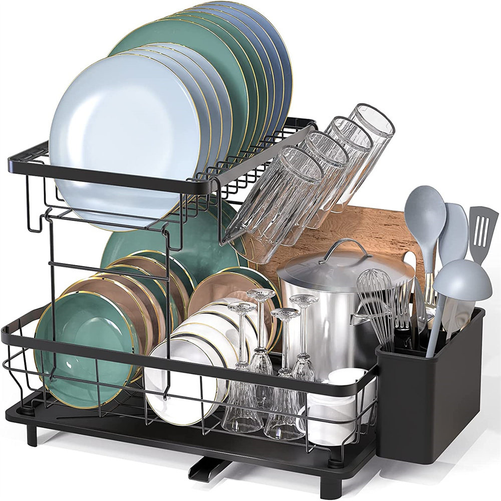 YITAHOME Multifunctional Stainless Steel 2 Tier Dish Rack | Wayfair