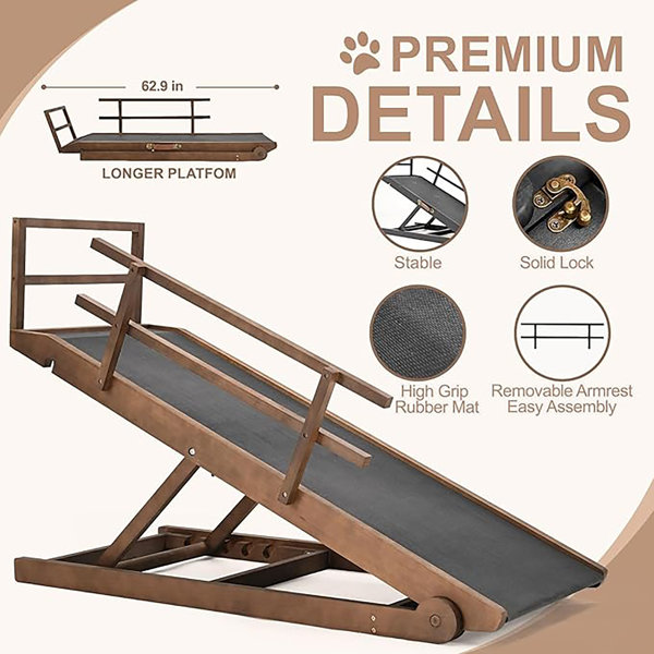 Tucker Murphy Pet™ 62.9in Adjustable Portable Wooden Dog Ramp For Dogs ...