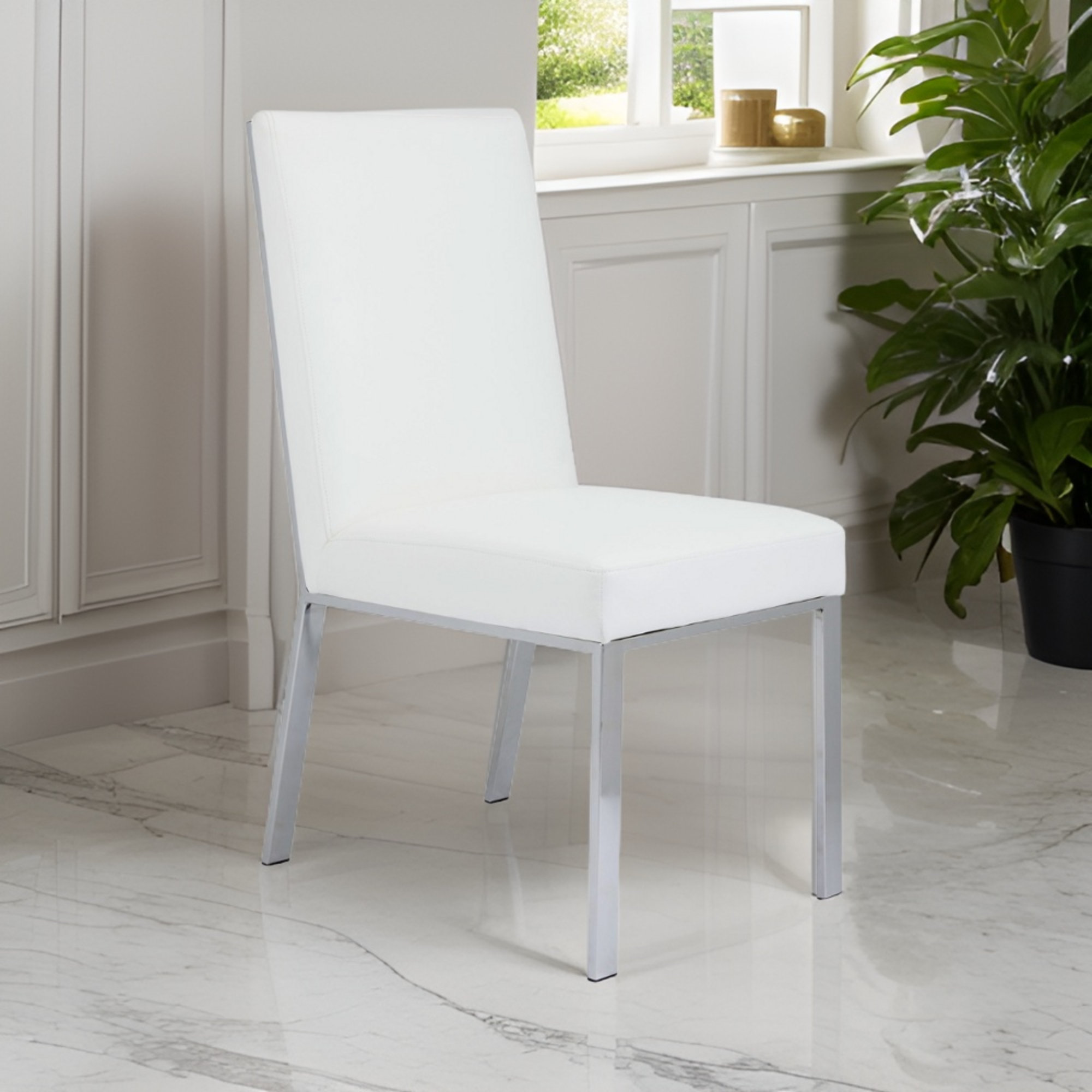 Orren Ellis Dawsen Leather Upholstered Metal Parsons Chair | Wayfair