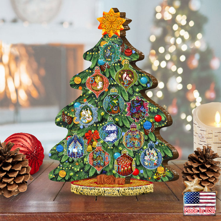 The Holiday Aisle® 12 Days Of Christmas Wooden Decorated Tabletop Tree ...