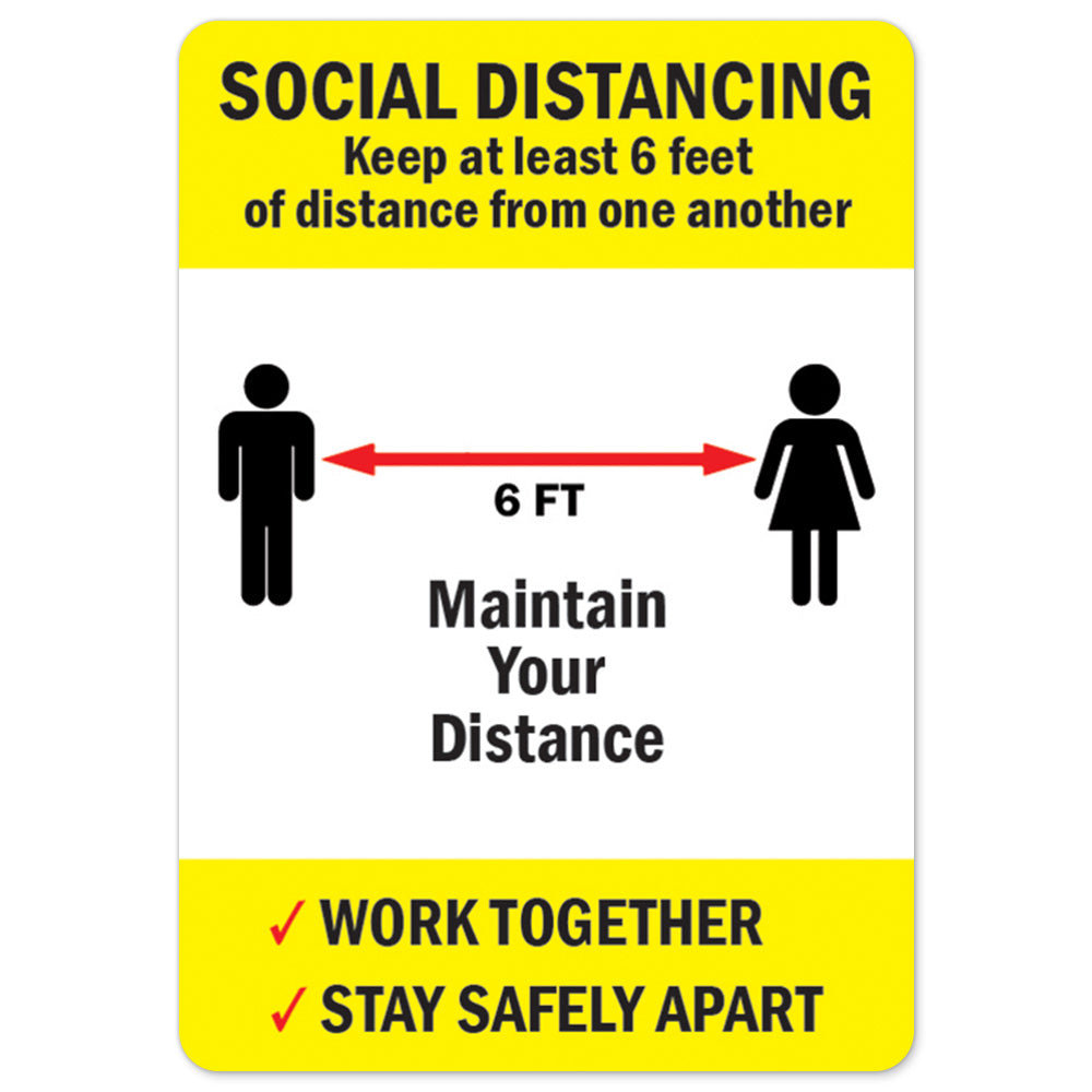 SignMission Social Distancing Keep At Least 6 Feet Of Distance Aluminum ...