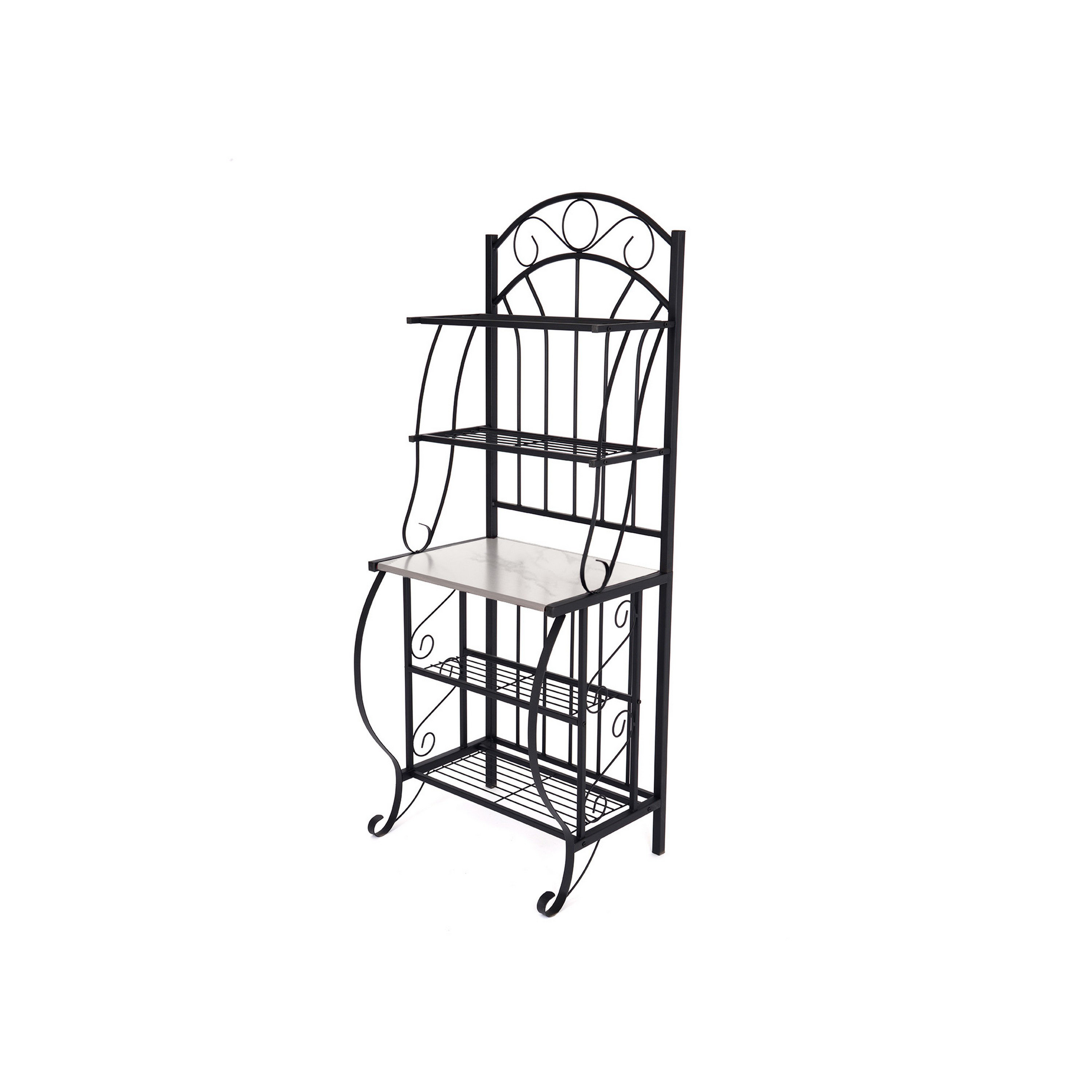Boraam Industries Inc Cia 5 Tier Bakers Rack, Faux Marble Shelf, Black ...
