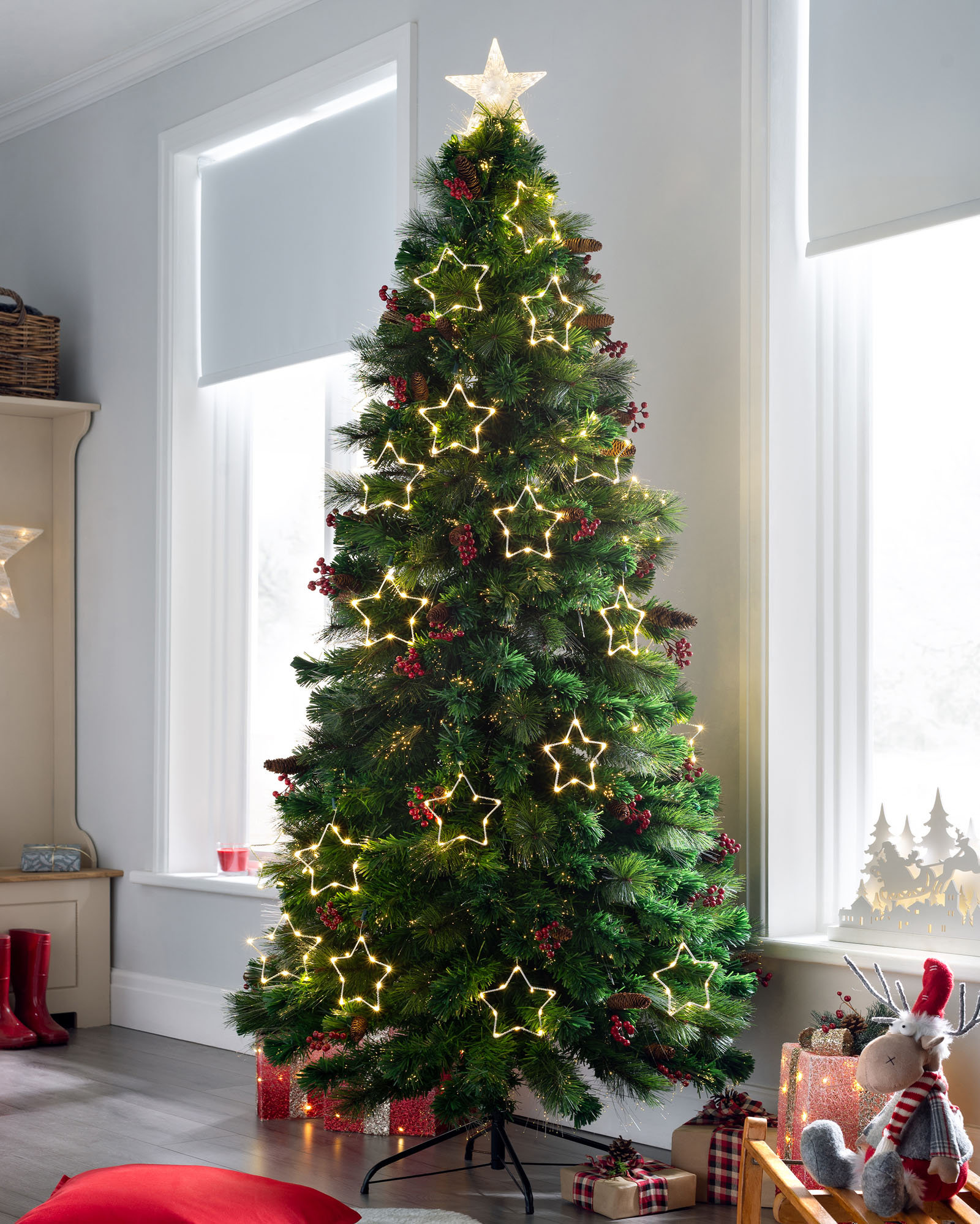 The Seasonal Aisle Mixed Fibre Optic Green Pine Artificial Christmas ...