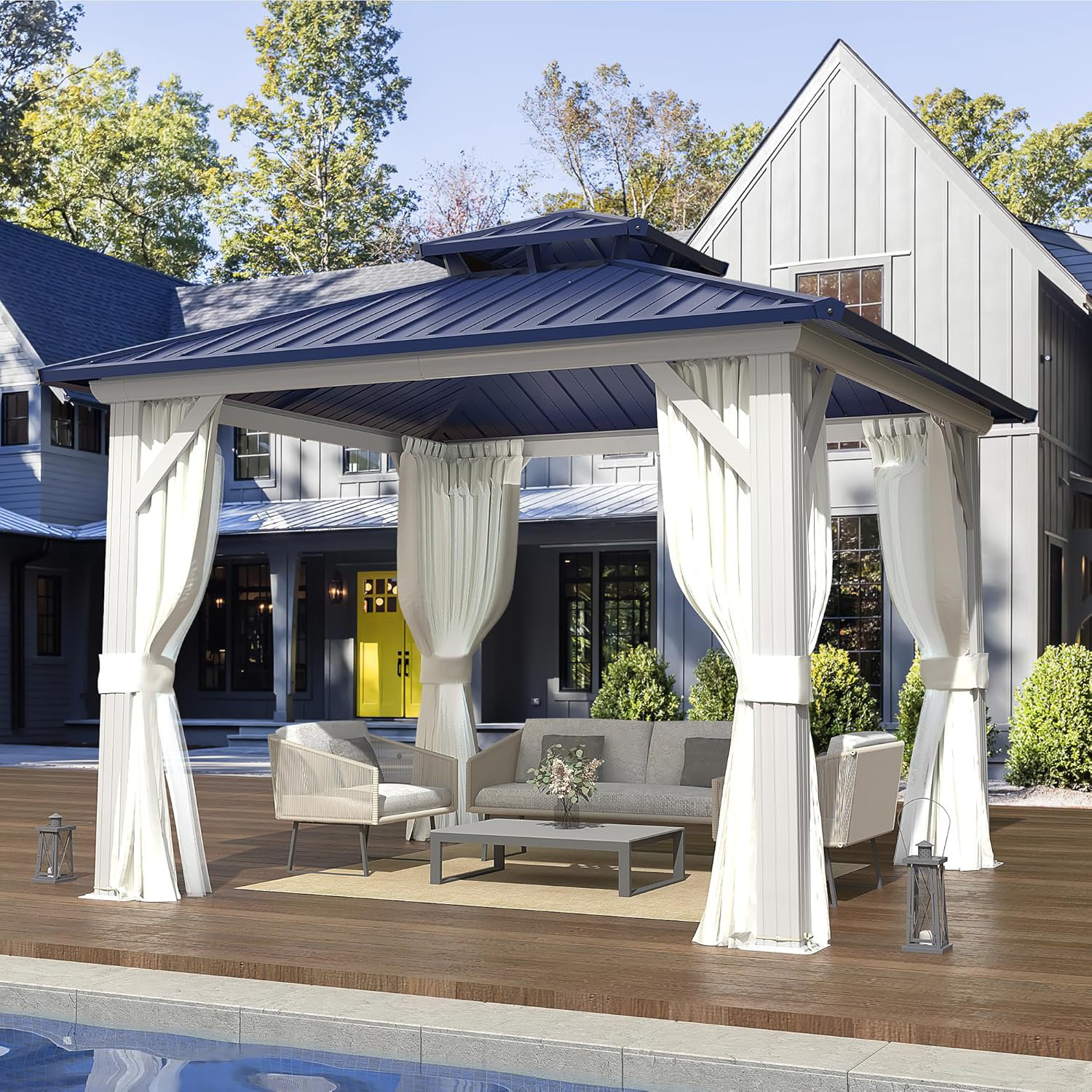 EROMMY 10' X 12' Hardtop Gazebo with Galvanized Steel Roof, All-Season ...