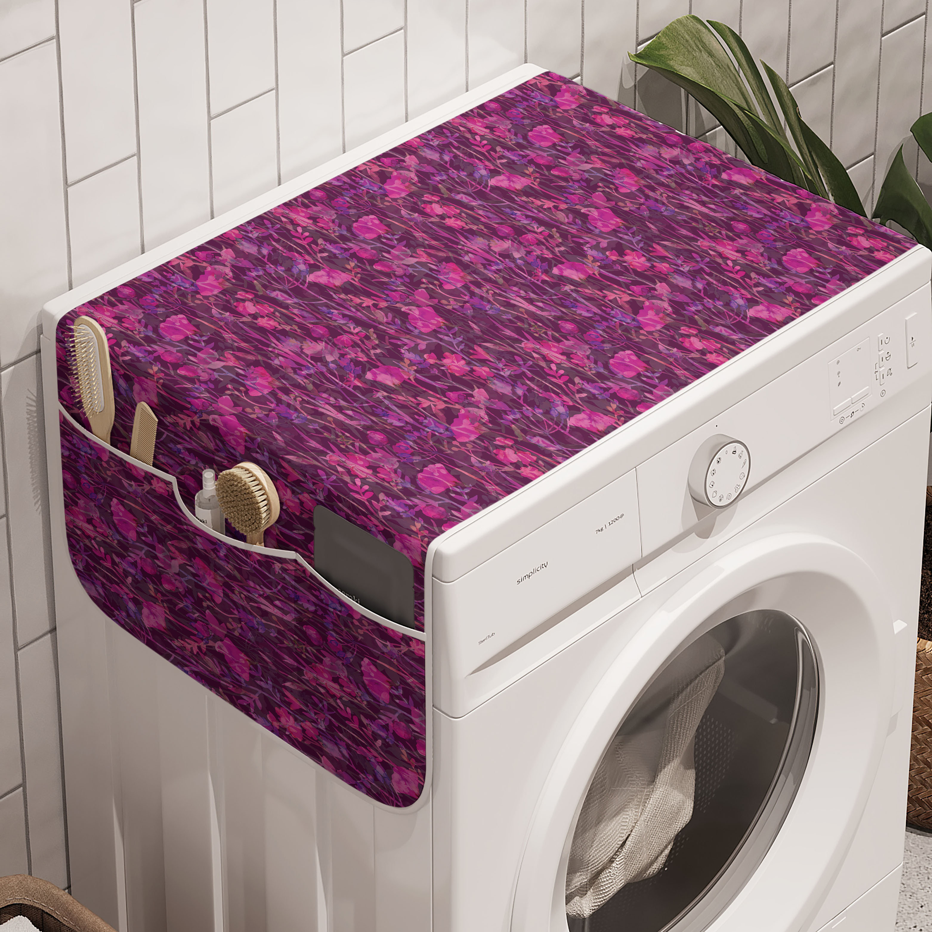 Ambesonne Dreamy Floral Washing Machine Organizer Pack of 2 47" x 18.5 ...