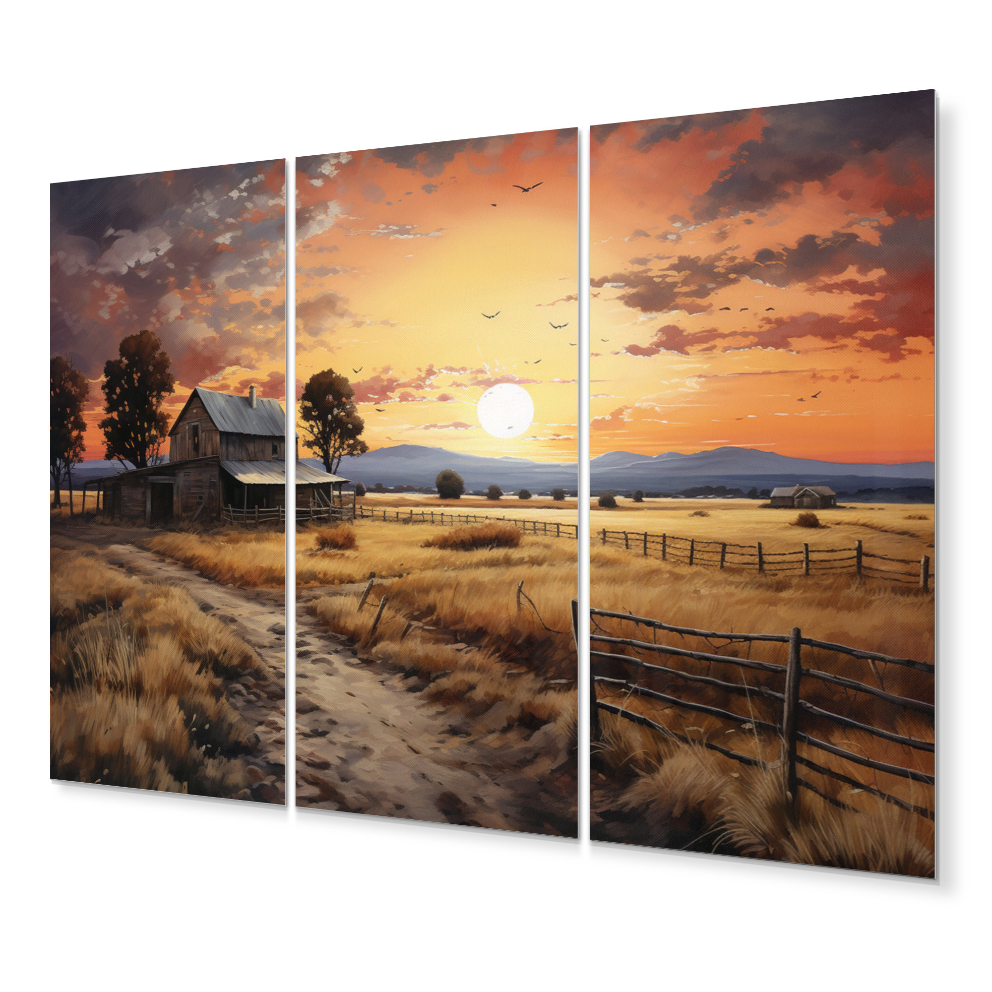 Gracie Oaks Barn Scenery at Dusk IV - Farmhouse Metal Art Print Set ...