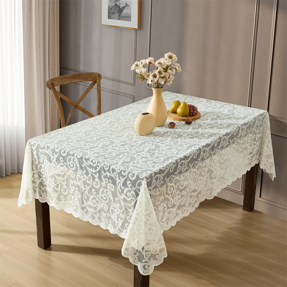 Lark Manor™ Haseen Lace Fabric Tablecloth, Lace Fabric Table Cloth for ...