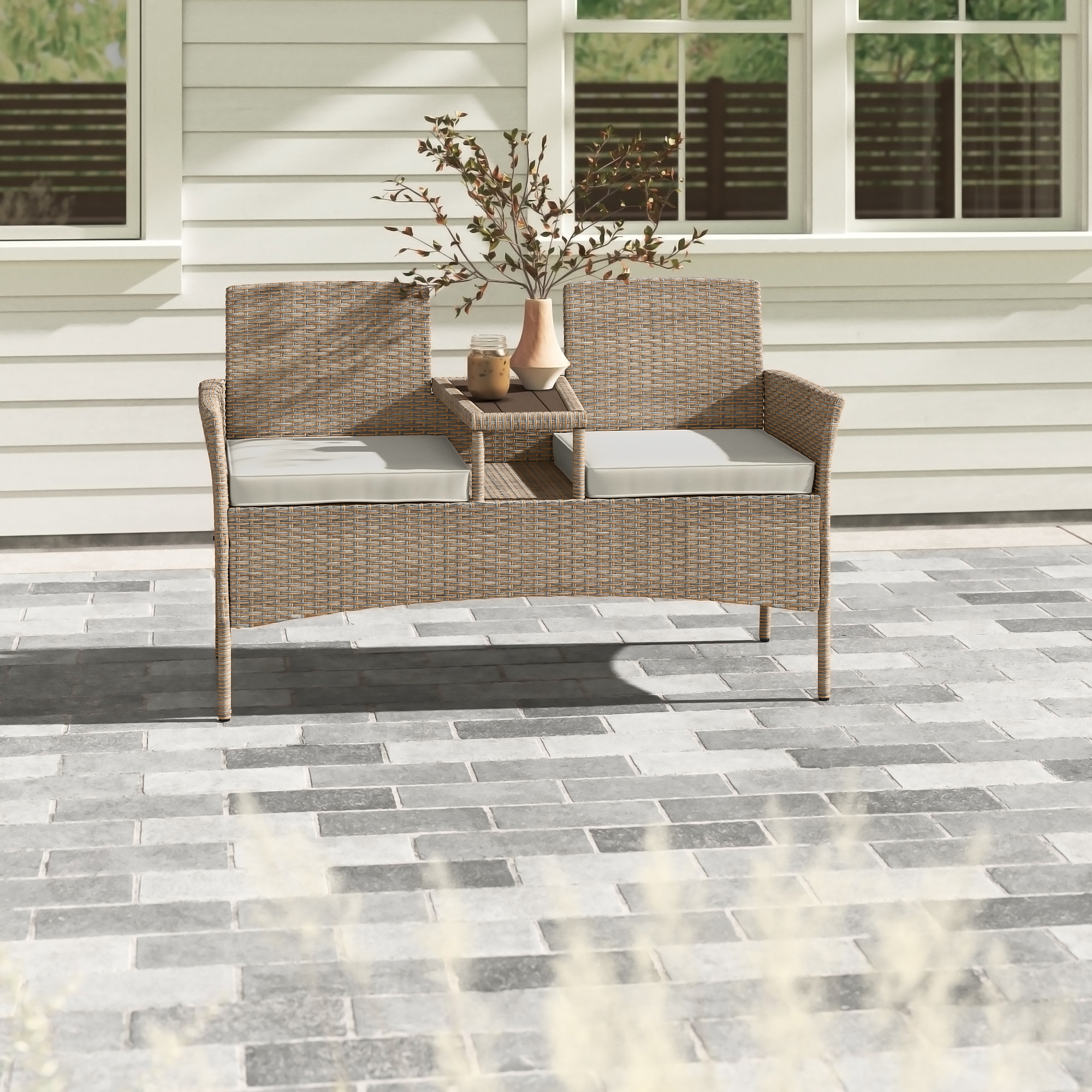 Sand & Stable™ Fallon 2 Pieces Rattan Seating Group with Cushions ...