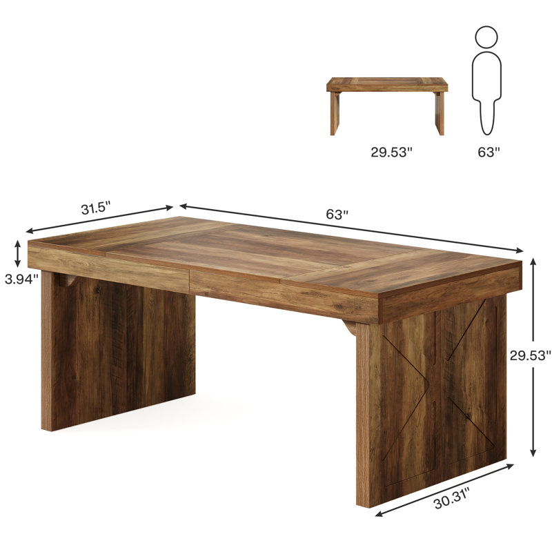 Gracie Oaks 63-Inch Wood Executive Computer Desk & Reviews | Wayfair