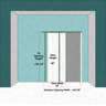 DOOOLI Sliding Pocket Door - Ten Panels Transparent Glassed Reflective ...