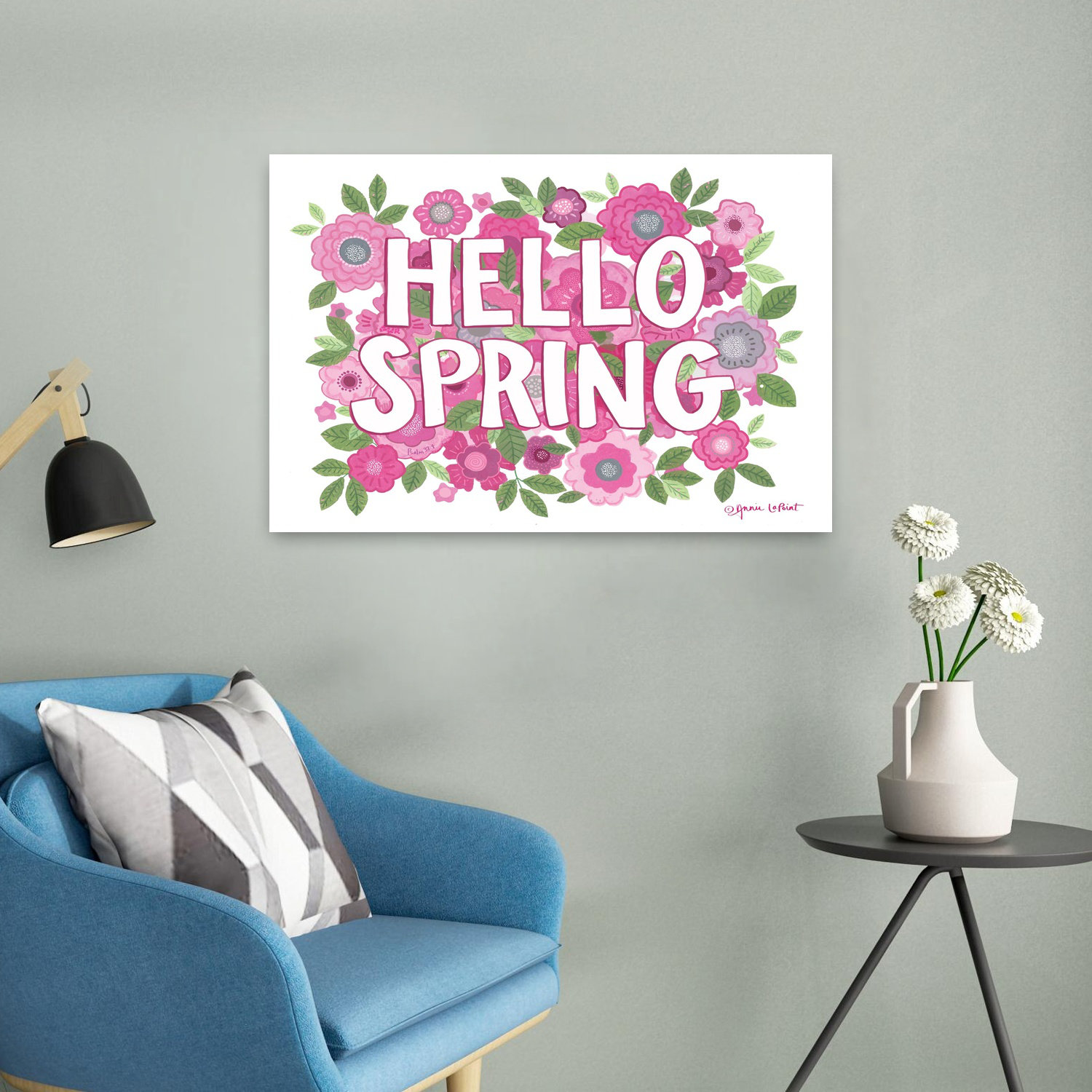 Latitude Run® Hello Spring Contemporary Spring Flower Art | Wayfair