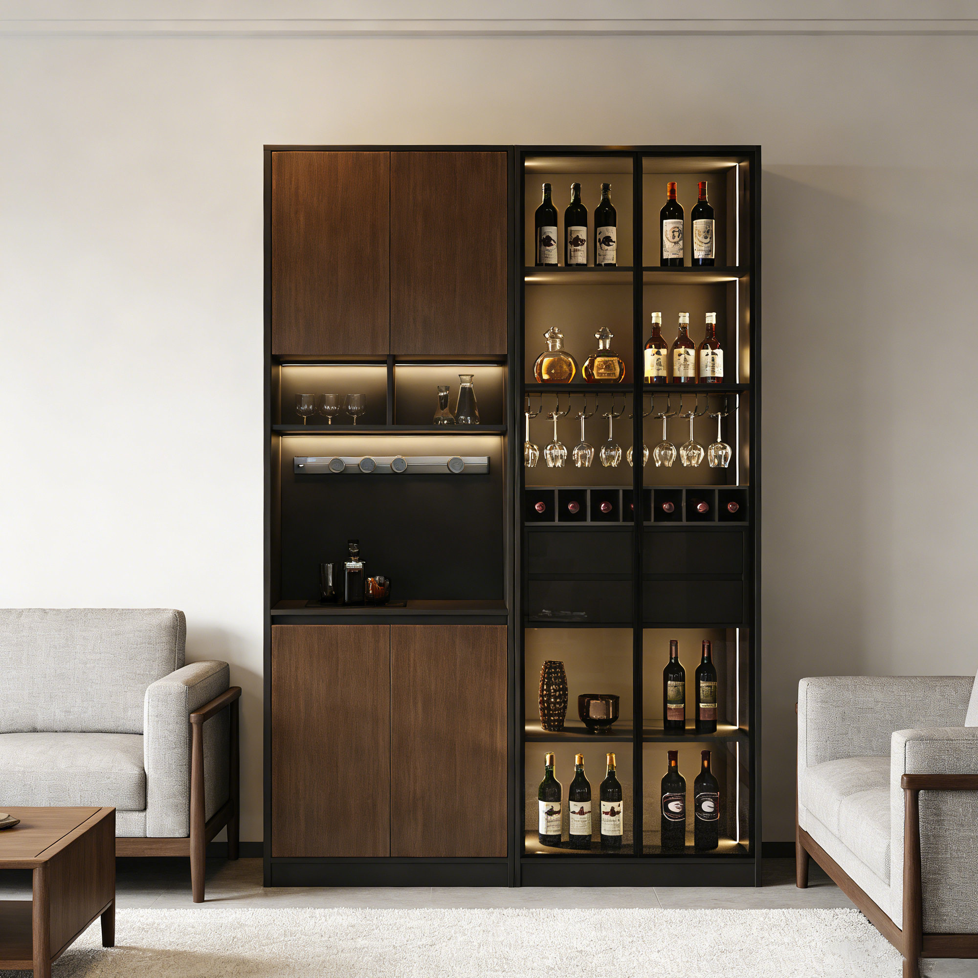Wrought Studio Italian Minimalist Style Luxury Series Sideboard + Wine ...