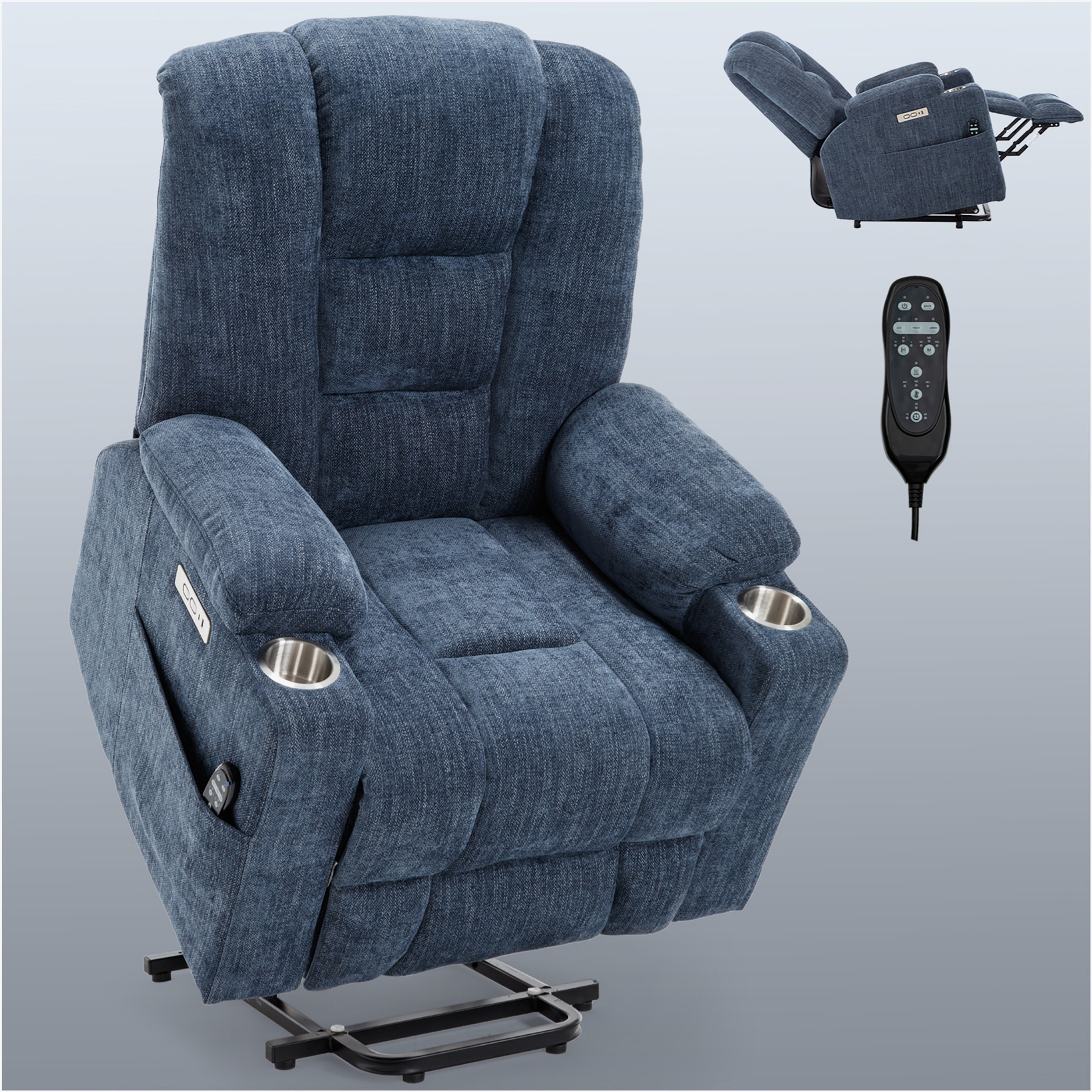 Latitude Run® Large Power Lift Recliner Chair with Massage and Heat for ...