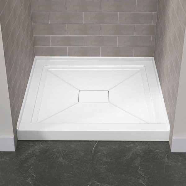GETPRO Acrylic Shower Base 34'' W x 34'' D Alcove Square White Single ...