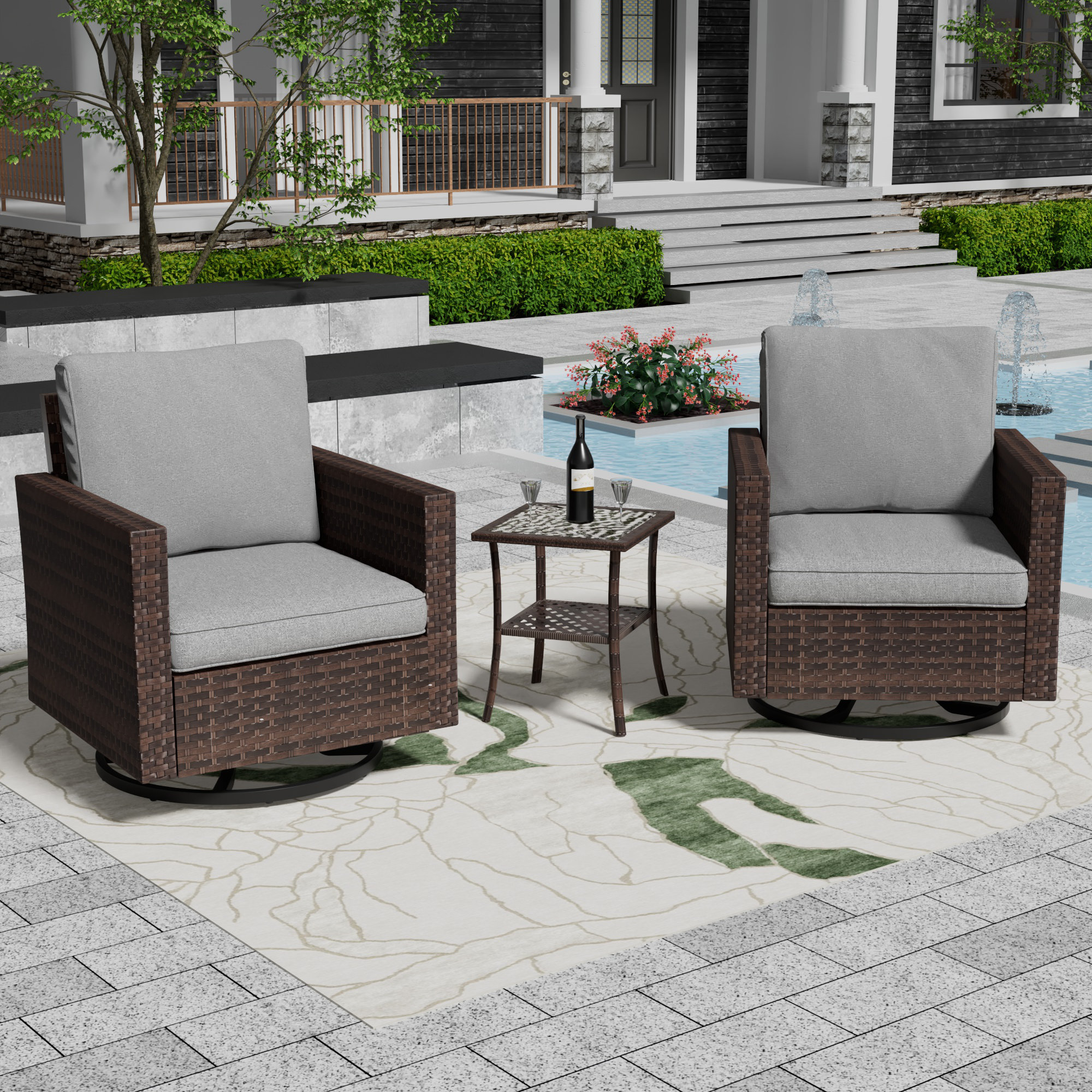 Ebern Designs Mirtis 2 - Person Outdoor Seating Group with Cushions and ...